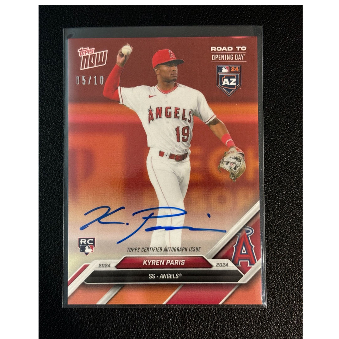 Kyren Paris 2024 Topps Now Rookie Auto Red /10 - Los Angeles Angels