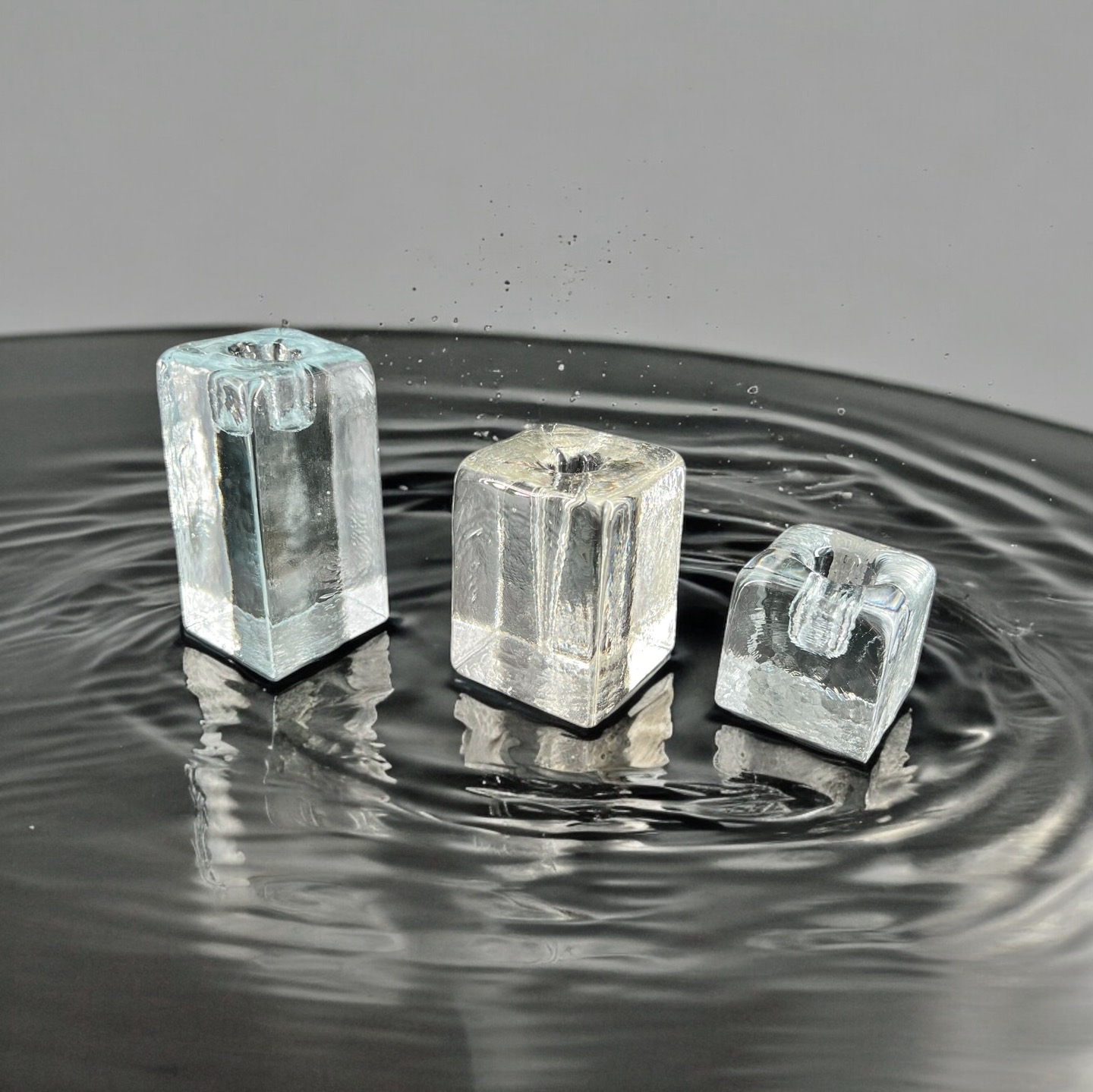 Ice Cube Block Tiered Crystal Taper Candle Holder (2) & (1) Pen Holder ...