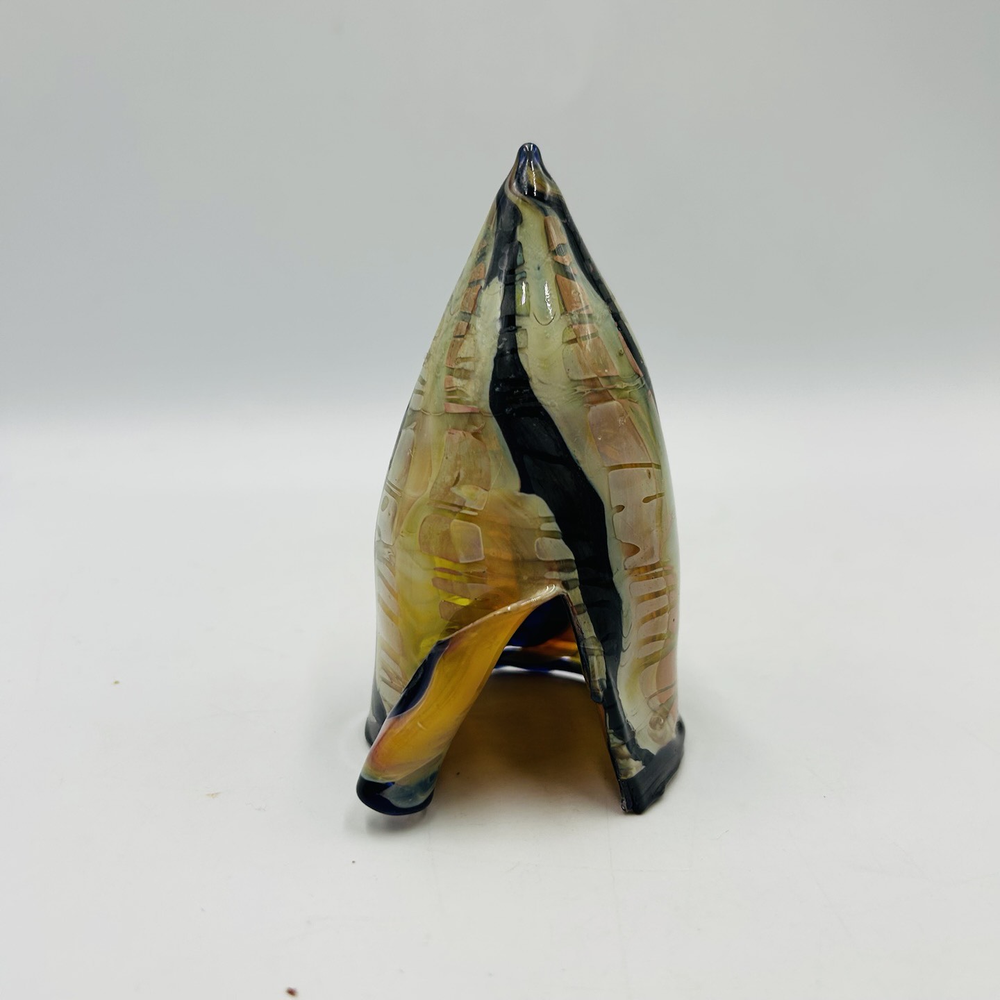 Small Art Glass 4” Teepee Peekaboo Led Tealight Cover Hand Blown Sculpture
