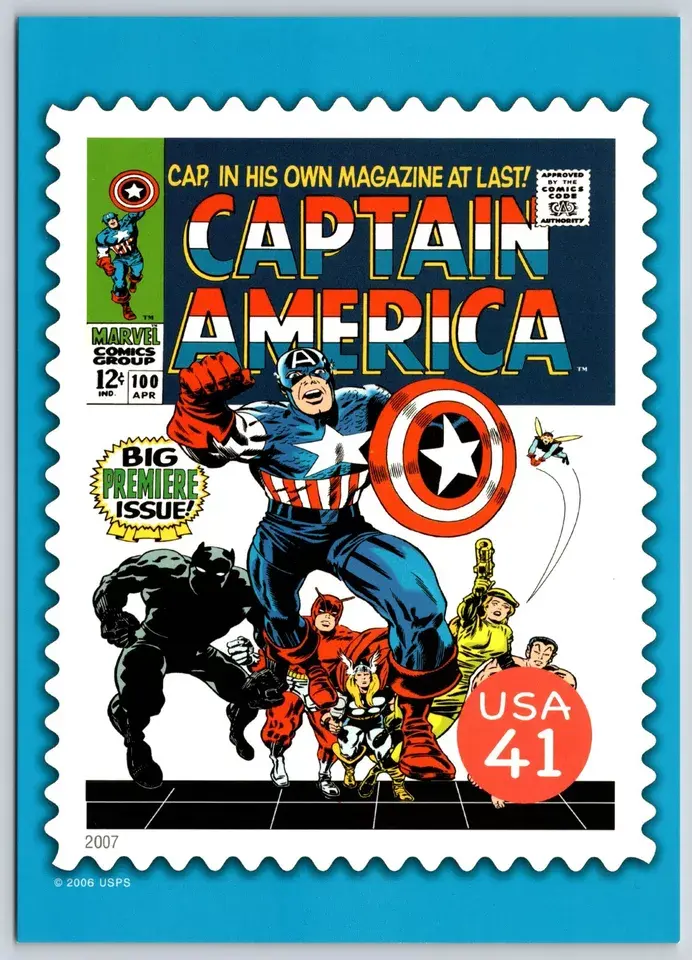 Postcard Captain America Jumbo Super Heroes Marvel Comics Stamp Image ...