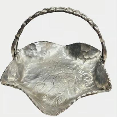 Vintage Rodney Kent Hand Wrought Hammered Aluminum Tulip Basket—Pattern ...