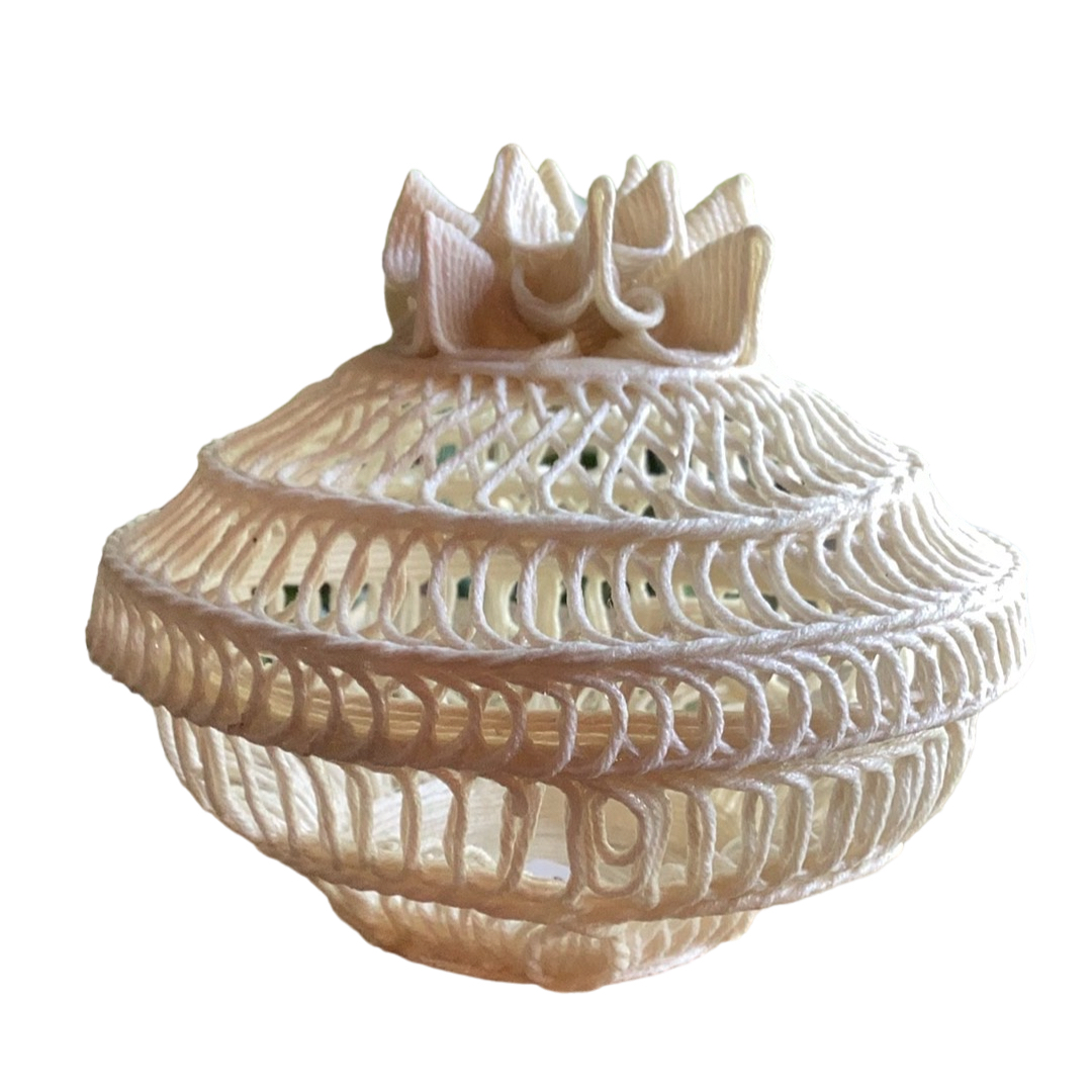 Beautiful Handmade String Flower Trinket Box - Cuba Souvenir