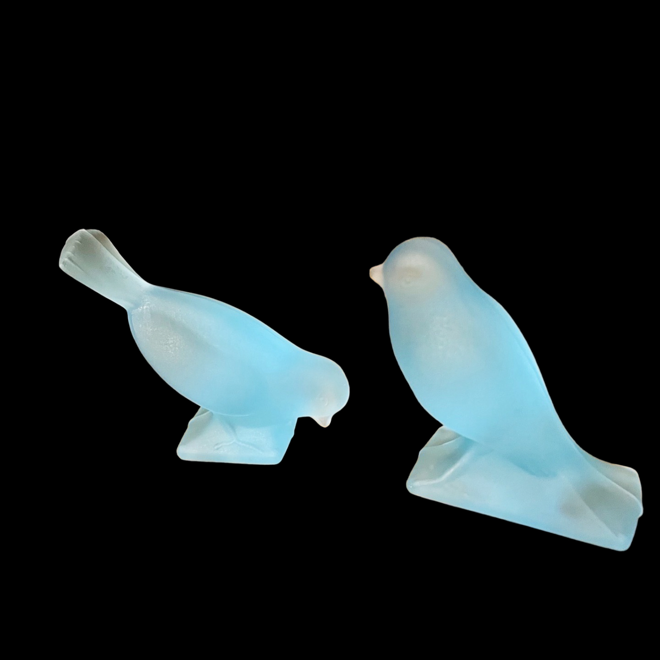Pair of Frosted Glass Art Birds