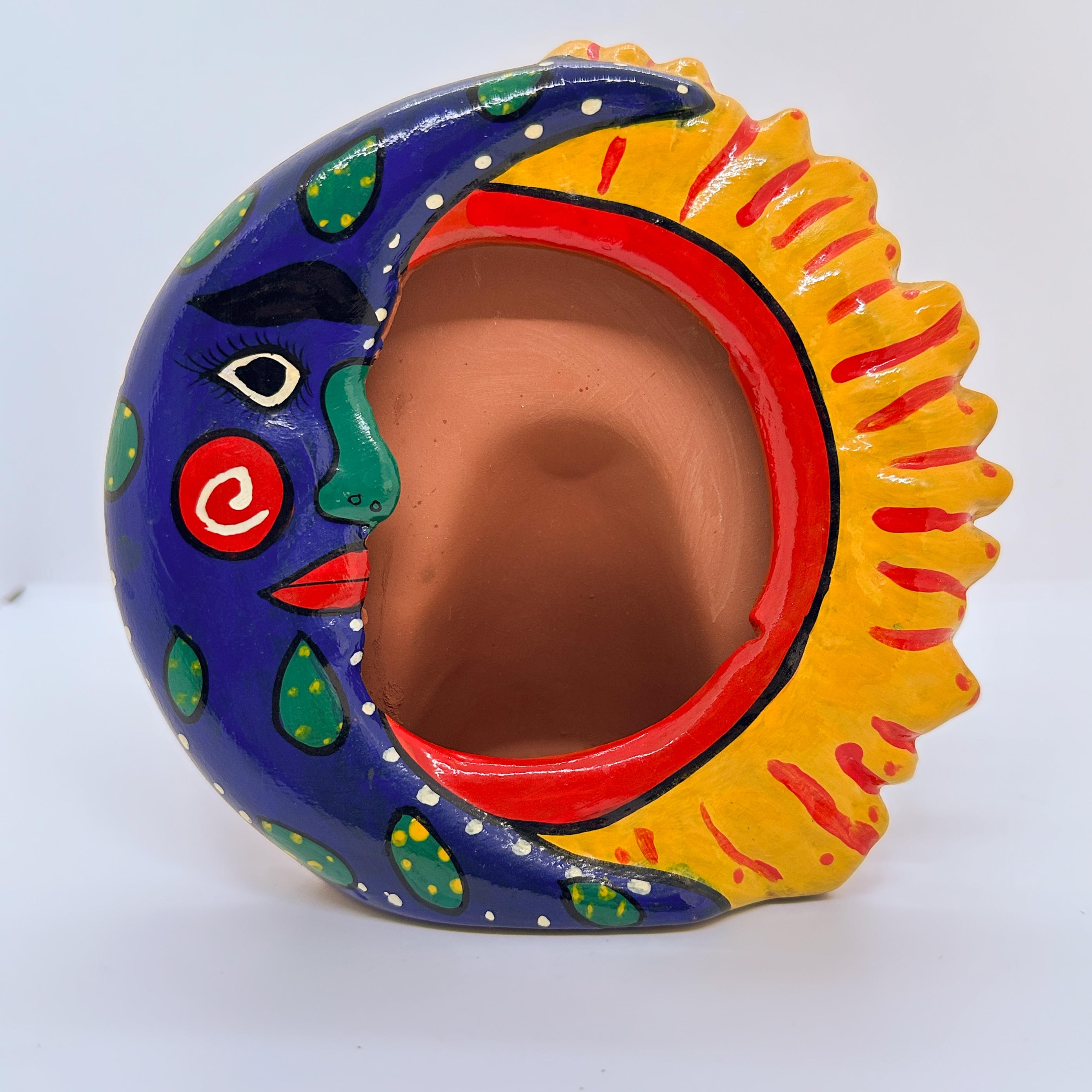 Vintage Handmade Hand Painted Pottery Talavera Sun Moon Frame Picture ...