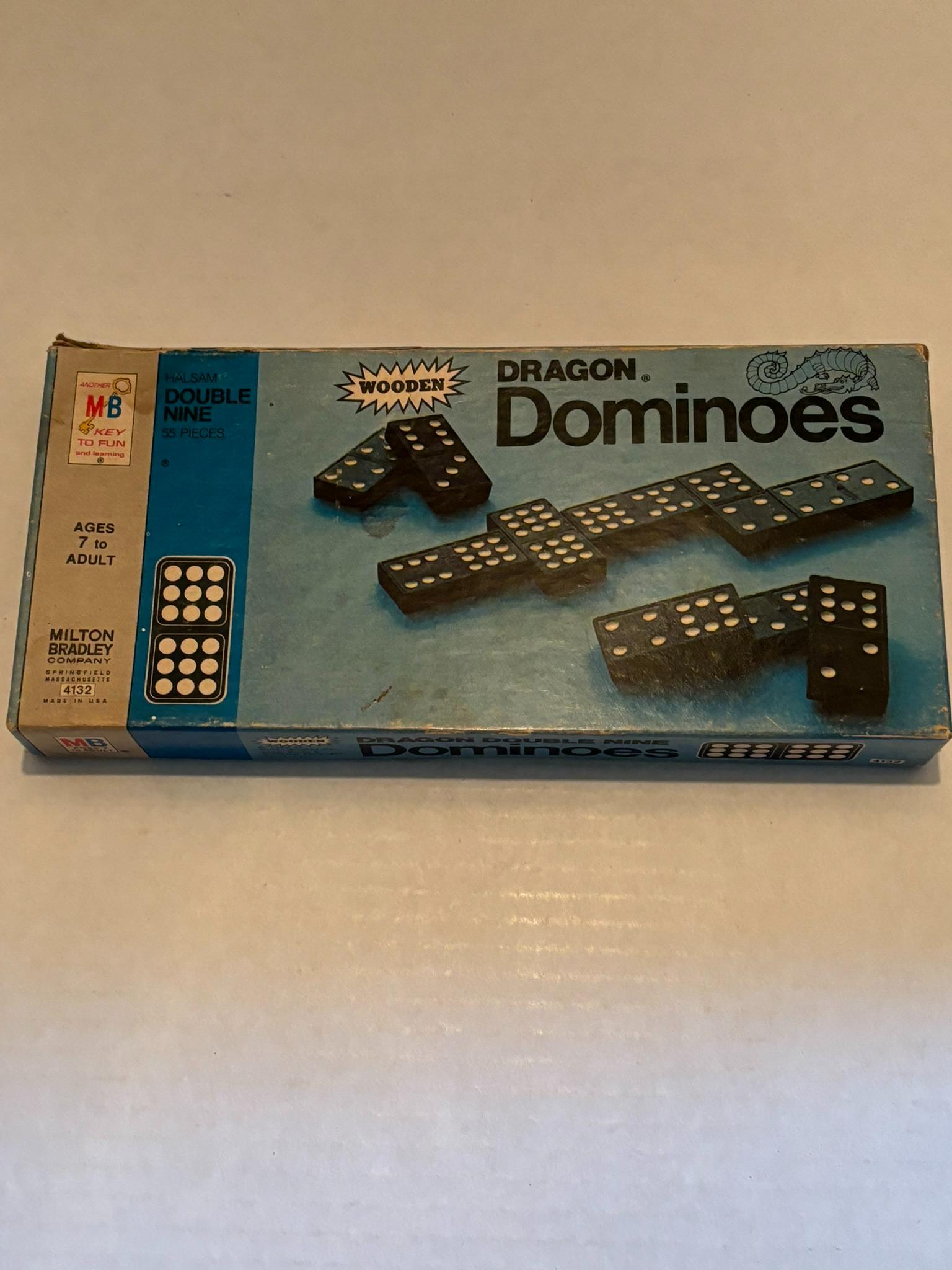 Vintage Milton Bradley Wooden Dragon Dominoes from 1970 Original Box ...