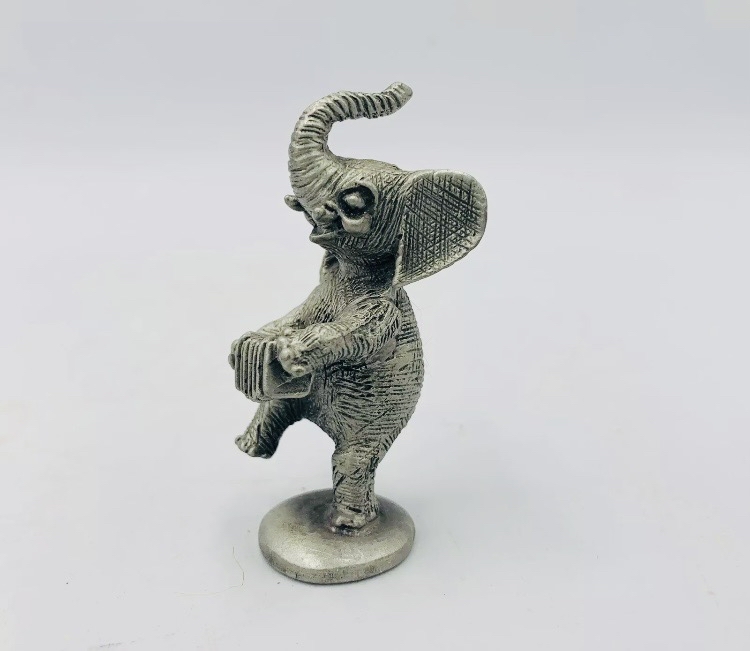 07 Hudson Pewter Anthropomorphic Elephant Xylophone Figurine