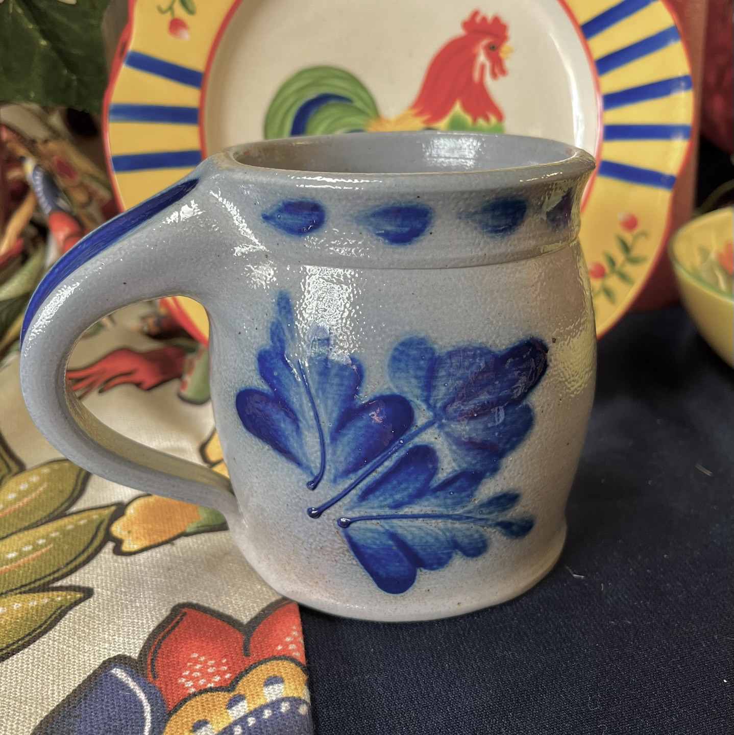 Vintage ELDRETH Pottery Salt Glazed Stoneware MUG Large 4.25"H Marked 1992