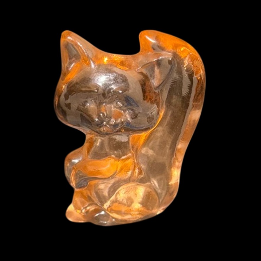 Viking Art Glass Peach Raccoon Figurine, 2.5”