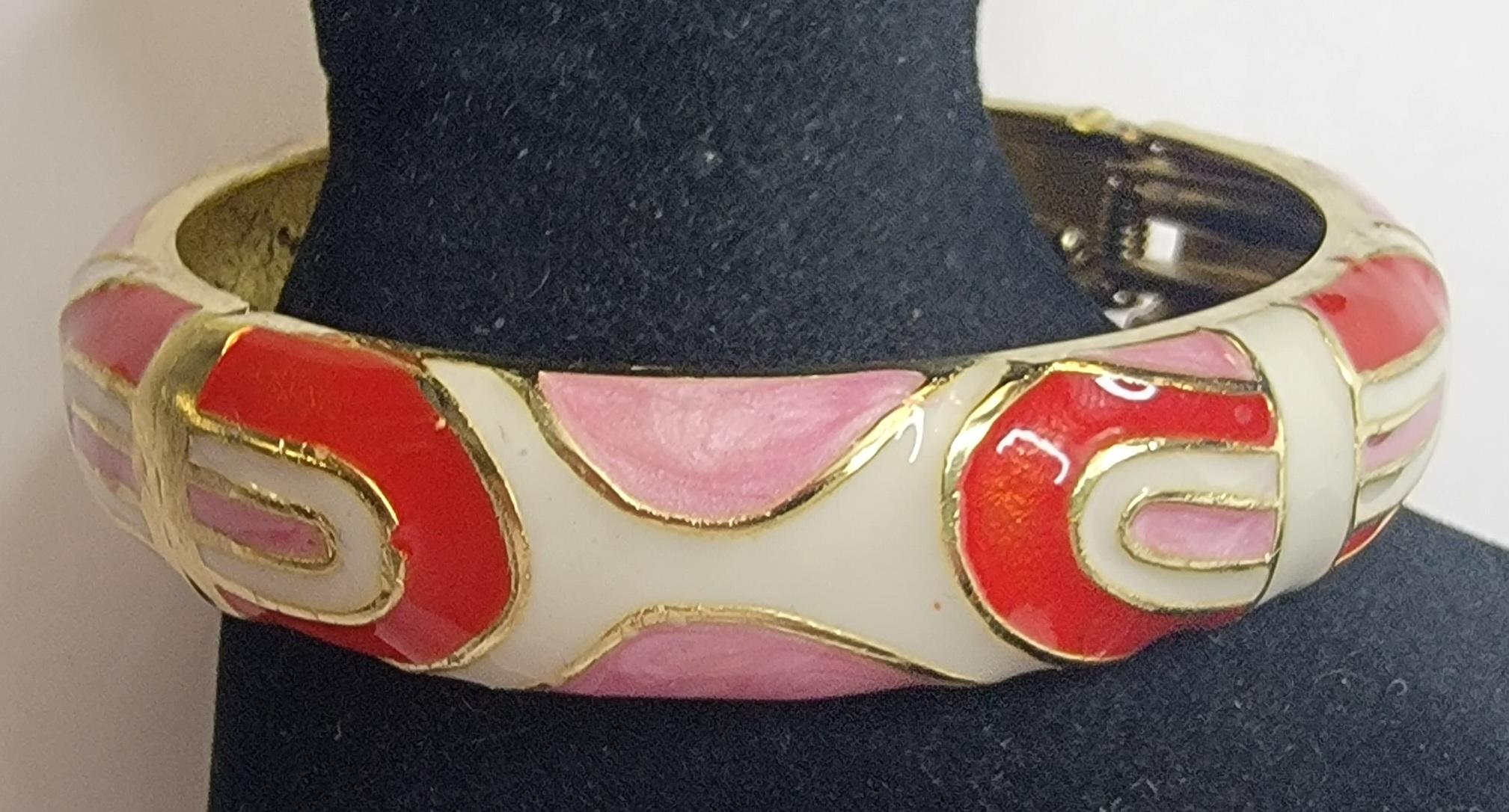 #21 Fabulous Enameled Hinged Bangle Bracelet
