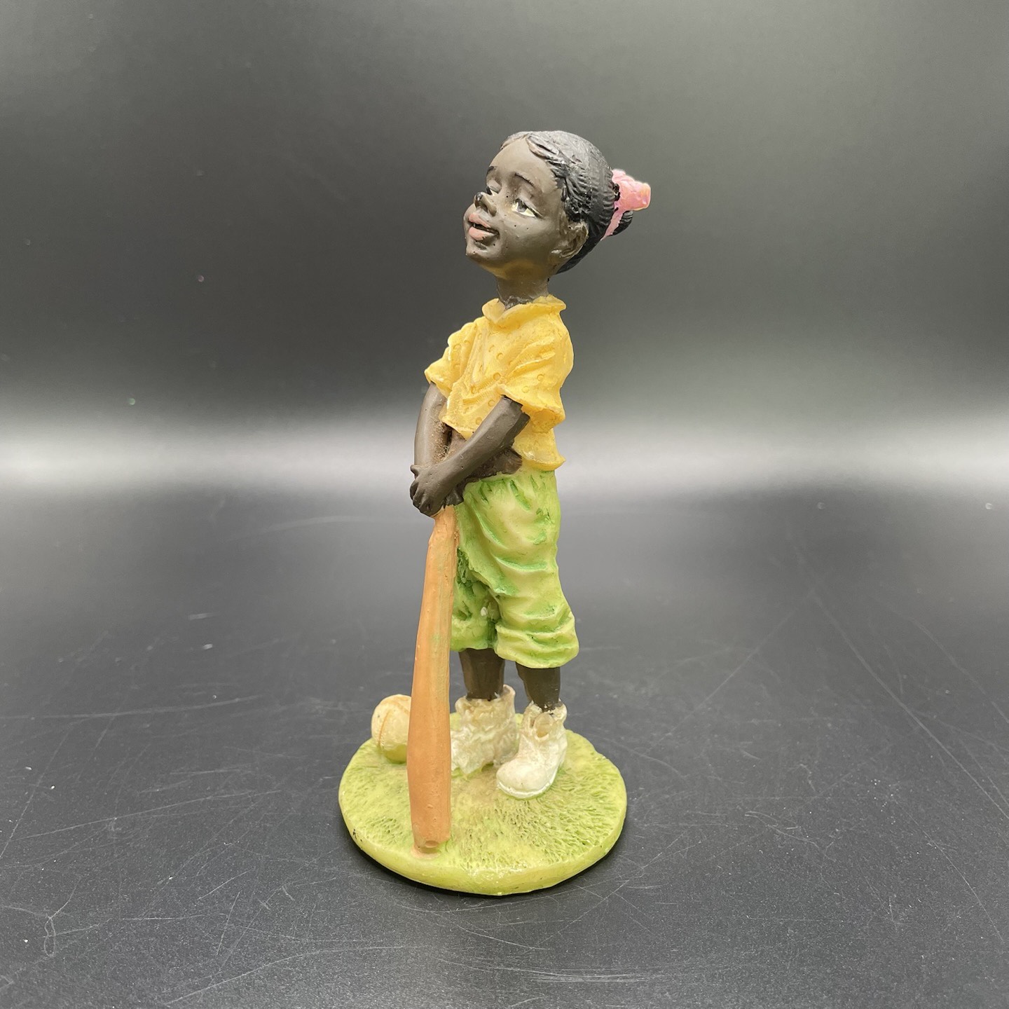 Little Girl Baseball Player Resin Firgurine