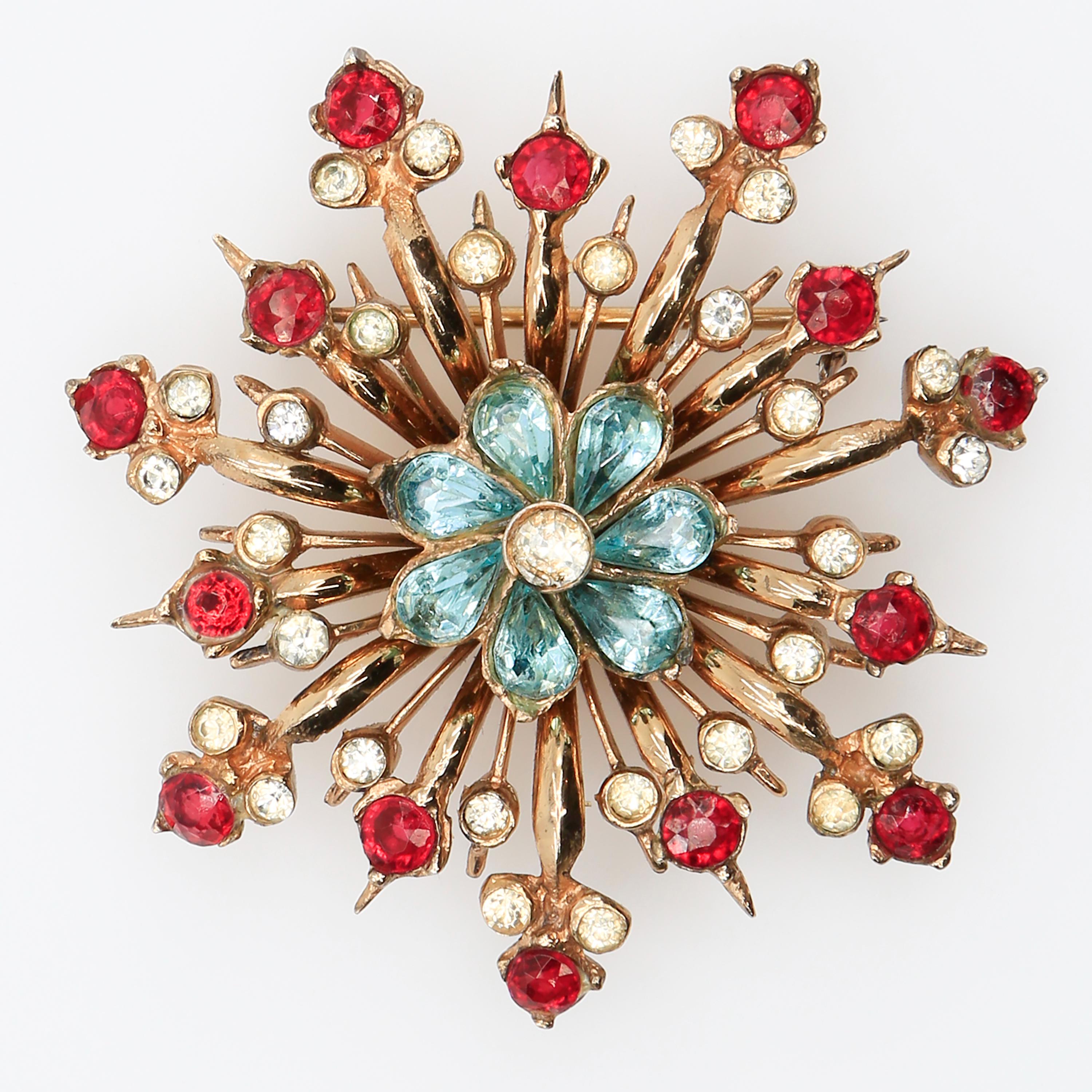 Vintage CoroCraft Vermeil Sterling Regency Star Sunburst Rhinestone ...