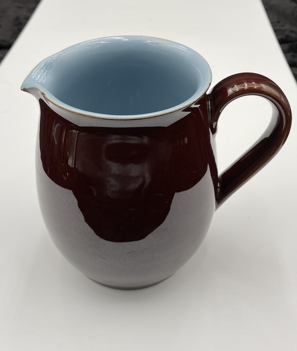 Vtg. Denby Stoneware (England) Homestead Brown Pitcher w/Blue Interior ...