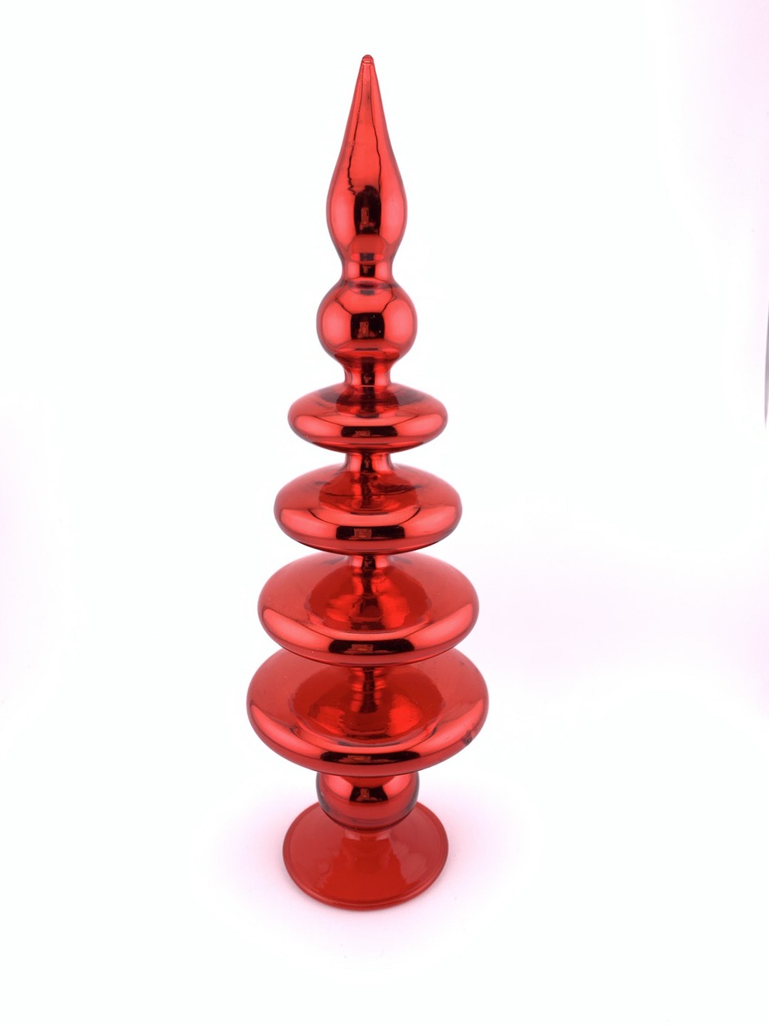 10” Red Glass UFO Alien Shape Tabletop Christmas Tree Topper