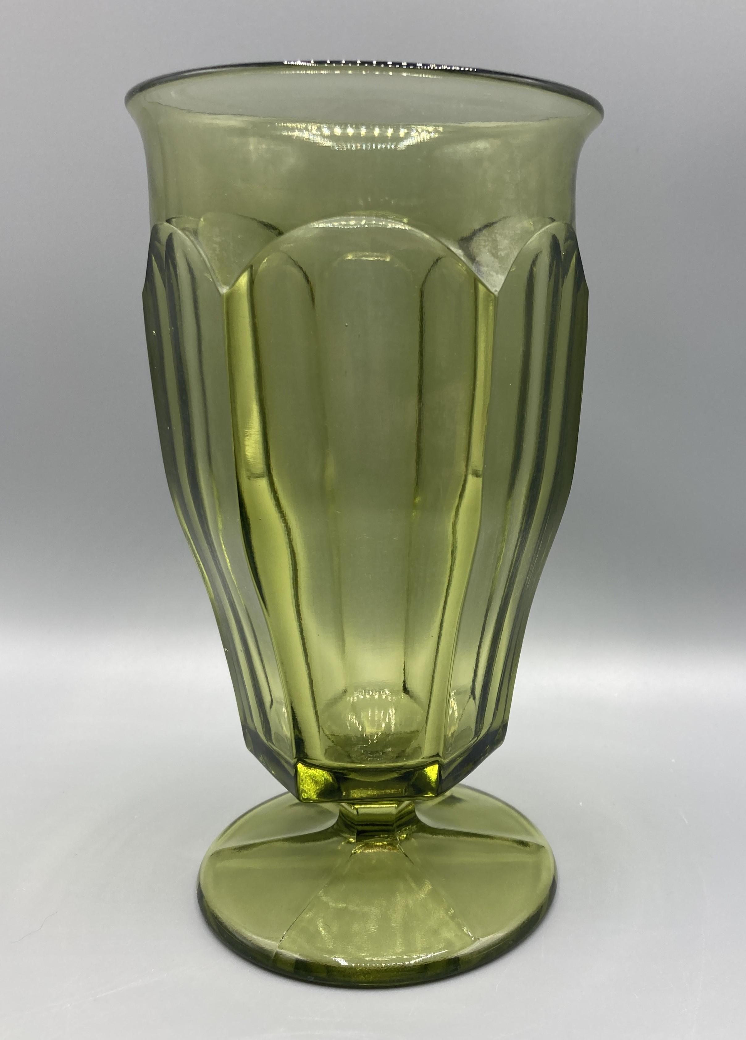 Imperial Glass Old Williamsburg Verde Light Green Iced Tea Glass - Vintage