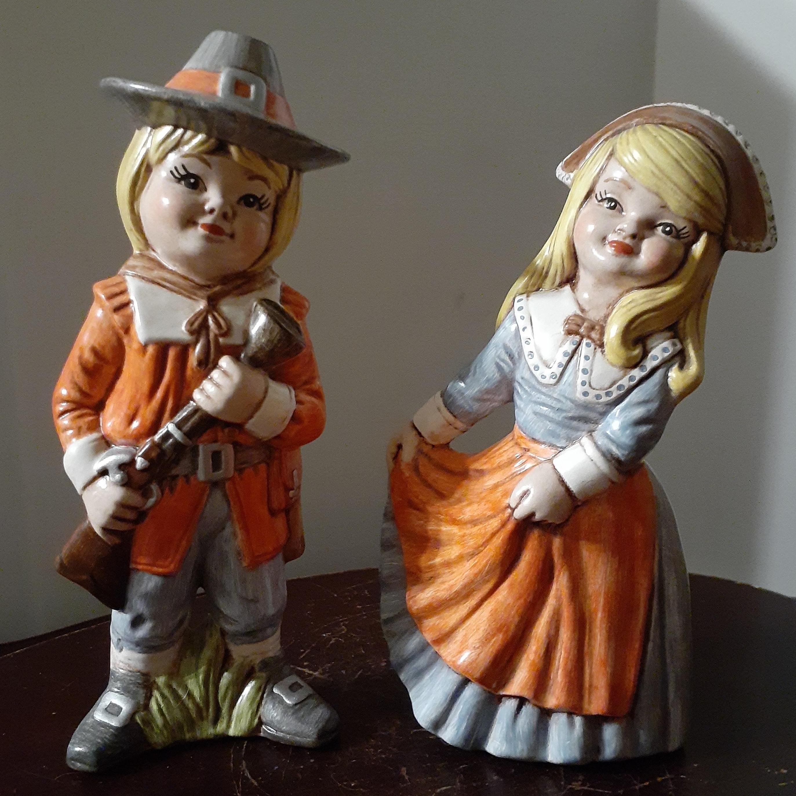 Ceramic Pilgrim Set, Boy And Girl