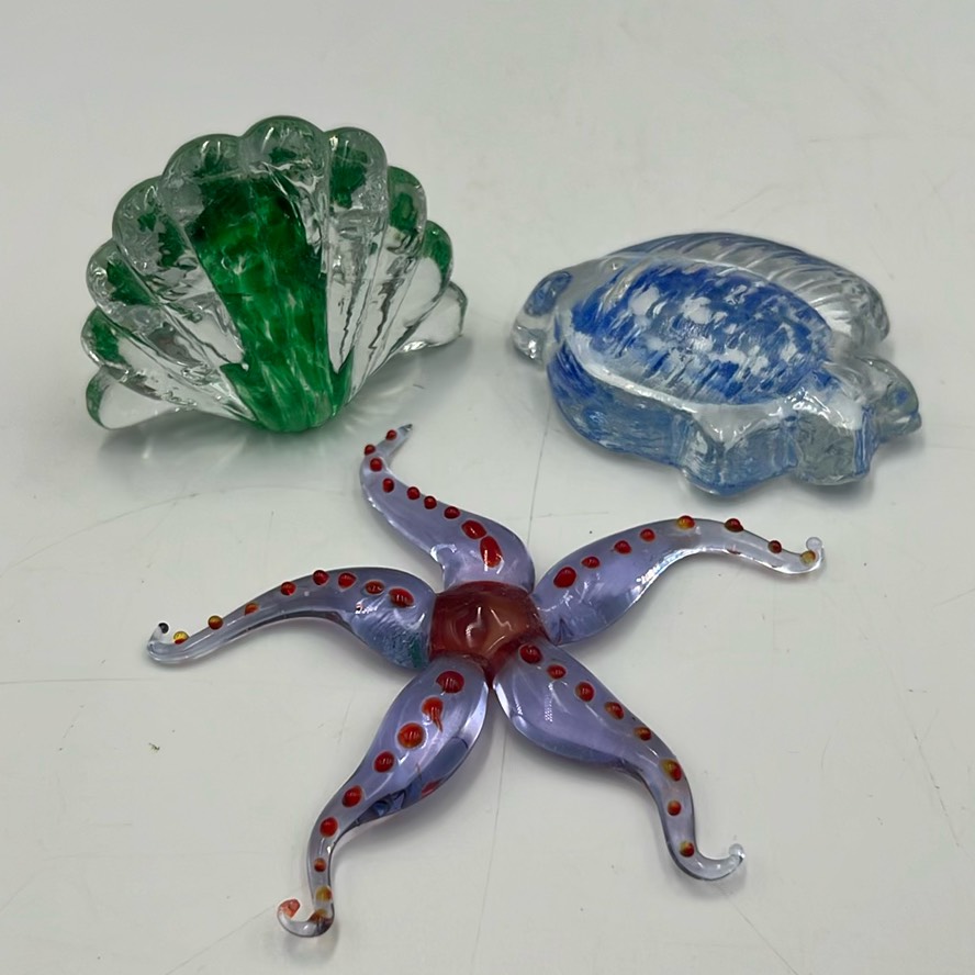 Under The Sea Art Glass Paperweight Trio - Glow
