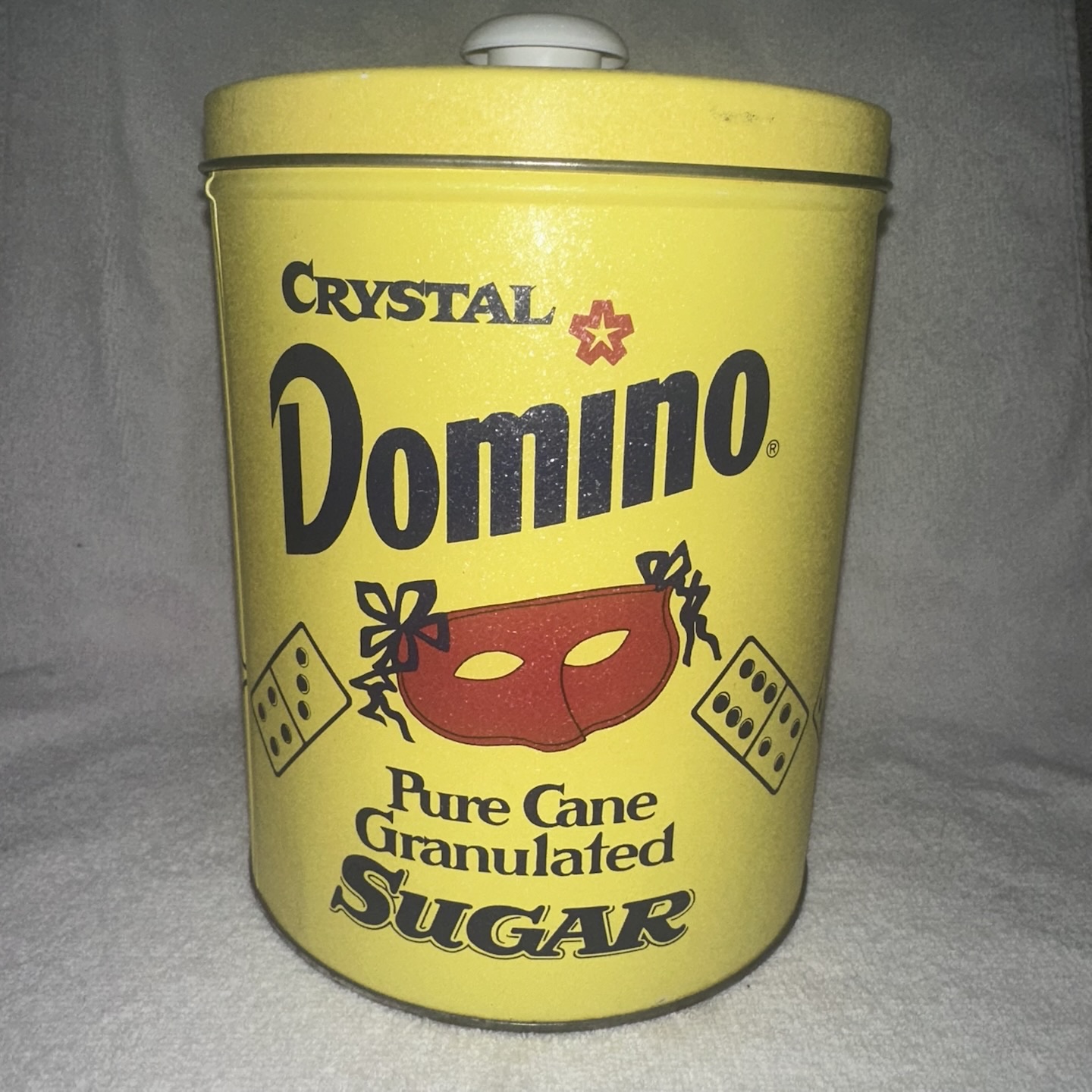 Vintage Crystal Domino Pure Cane Granulated Sugar Yellow Metal Tin ...
