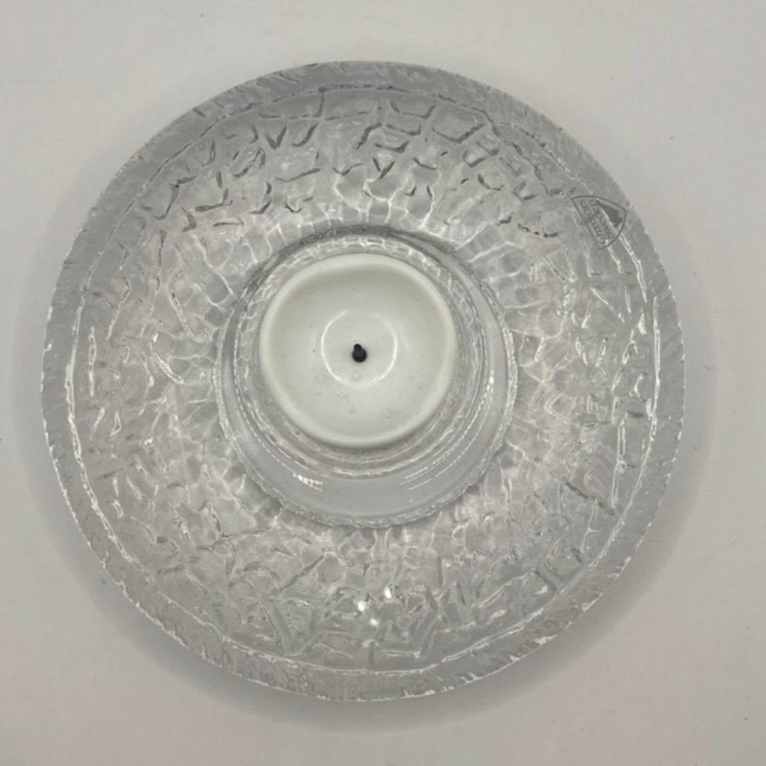 Orrefors 5” Round Discus Votive Holder, Original Sticker