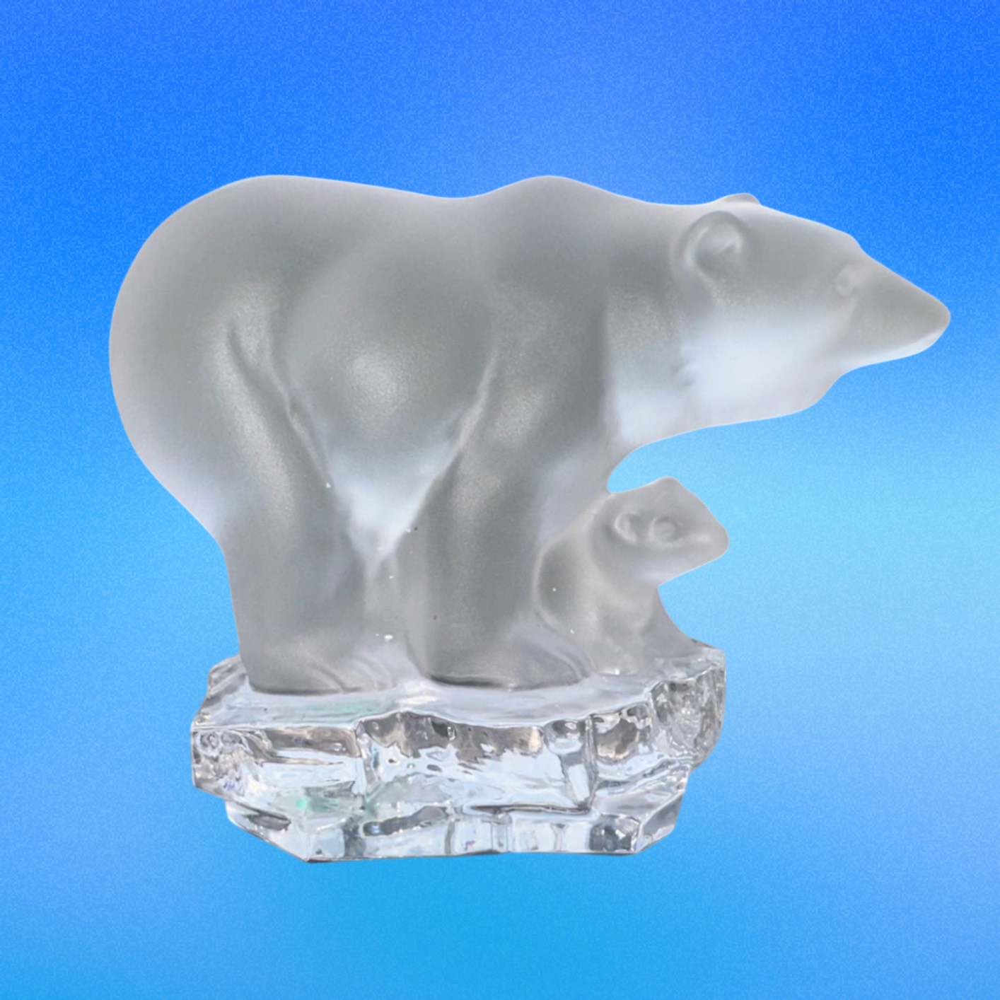 Goebel Art Glass Polar Bear & Cub Paperweight Figure 2 7/8” T x 3 5/8 ...