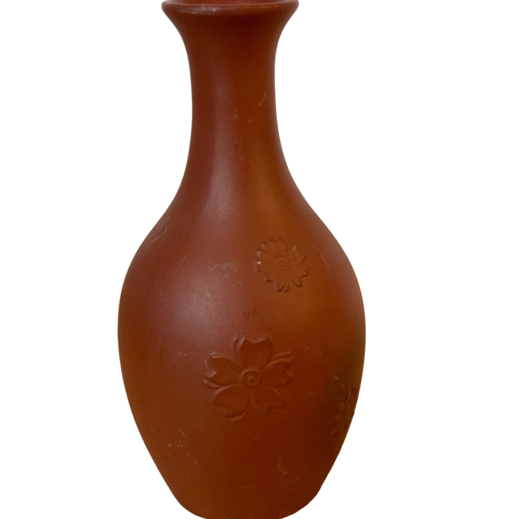 Shafford Japan Redware Vase With Raised Flowers