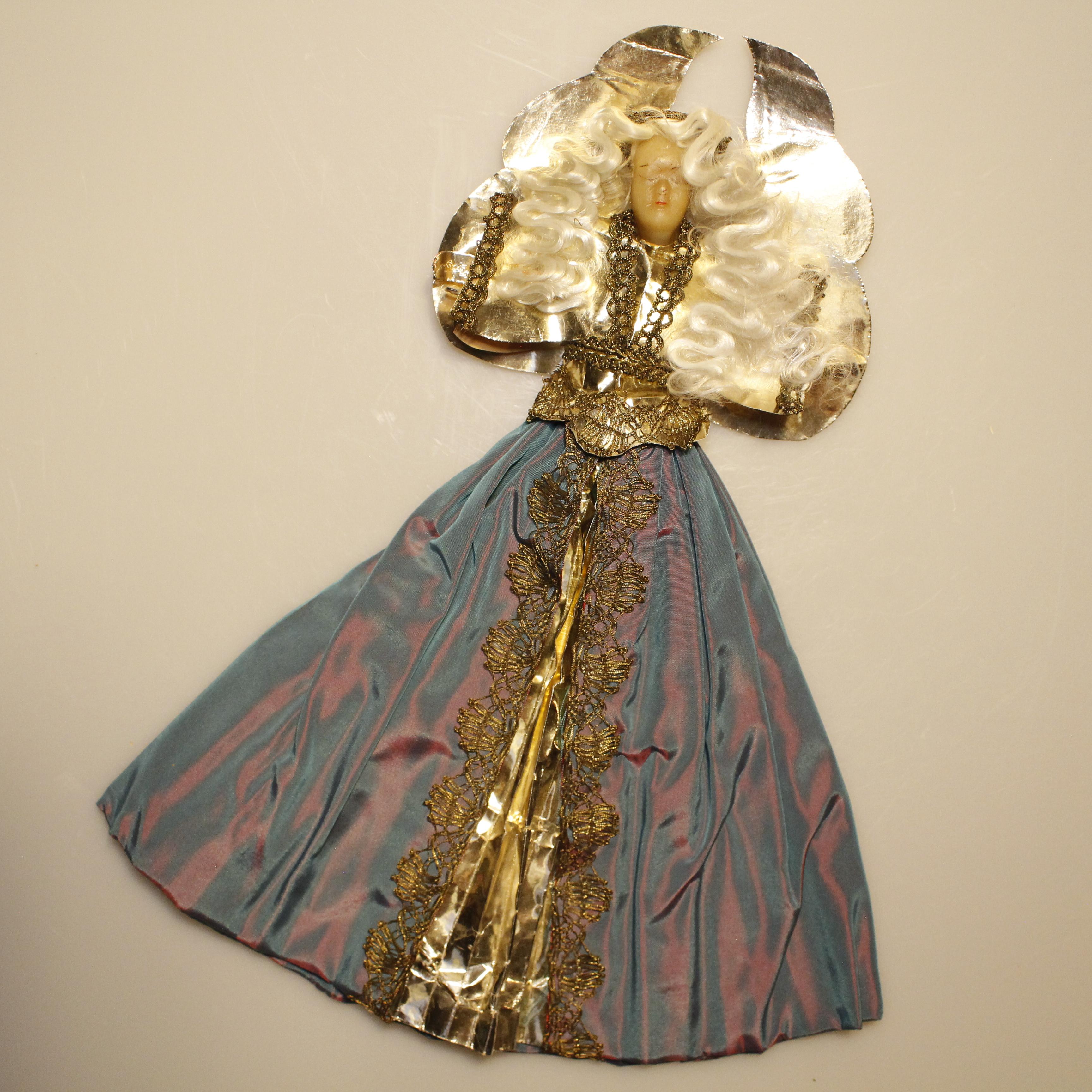 14" German Nuremberg Wax Face Angel Christmas Tree Topper