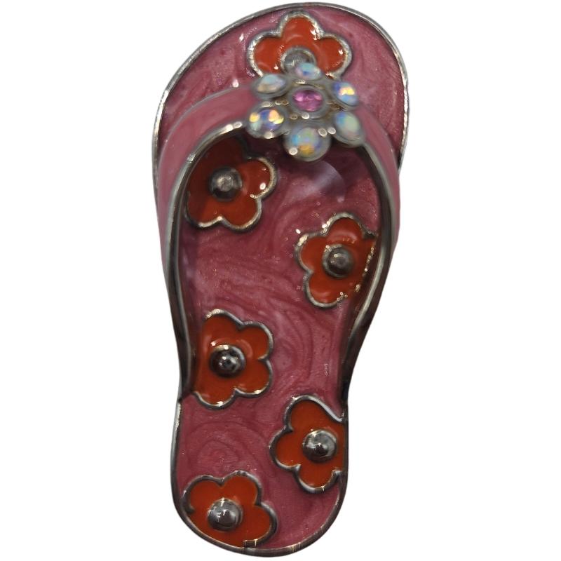 Pink Floral Flip Flop Pin