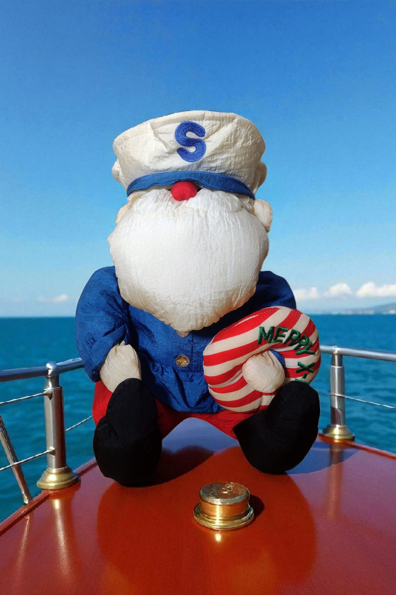 Rare Nylon Sailor Captain Santa Plush Christmas Patriotic Parachute 14 ...