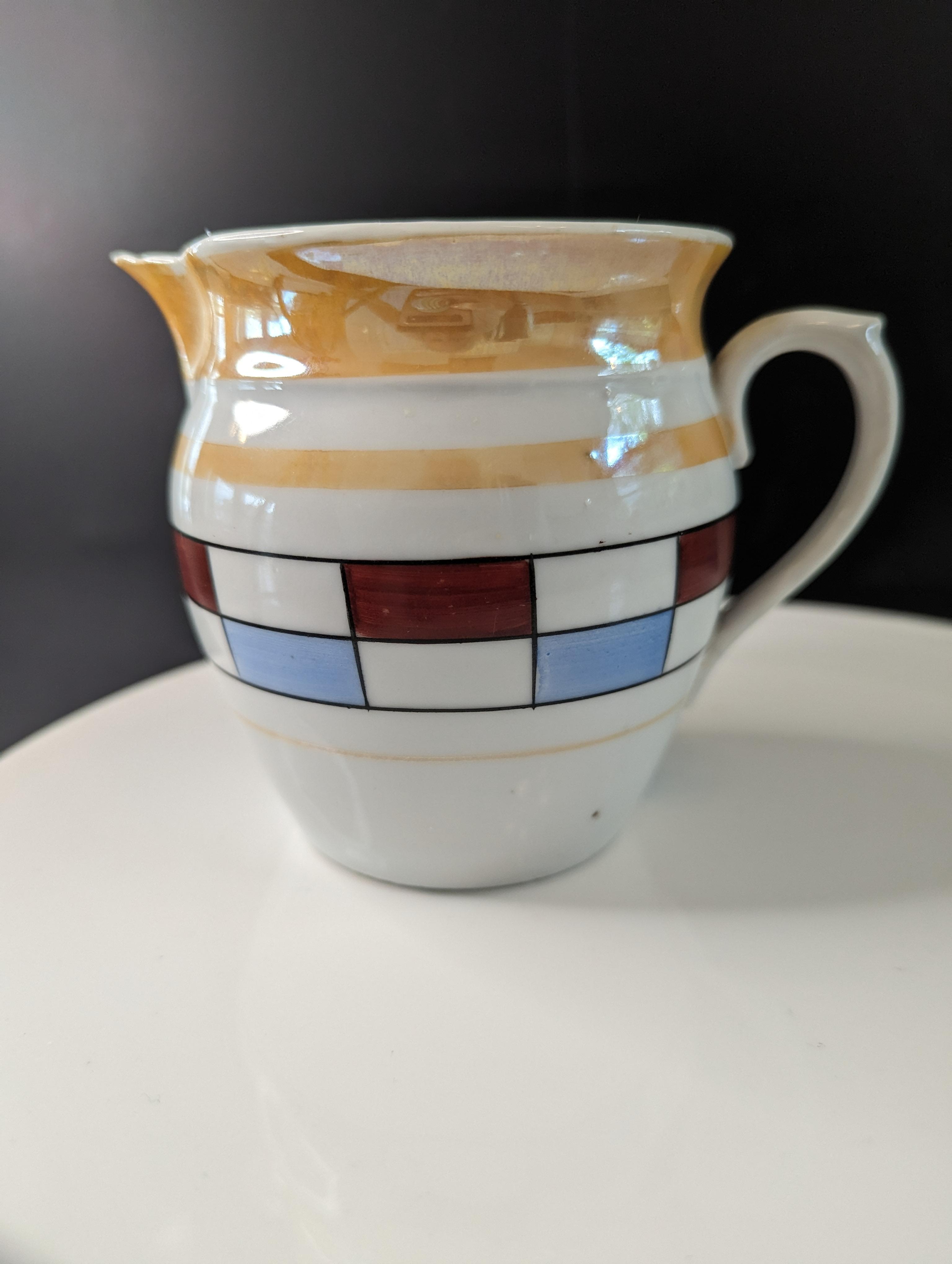 Vintage Ceramic Creamer, Geometric Pattern, Retro Kitchen Decor, Made ...