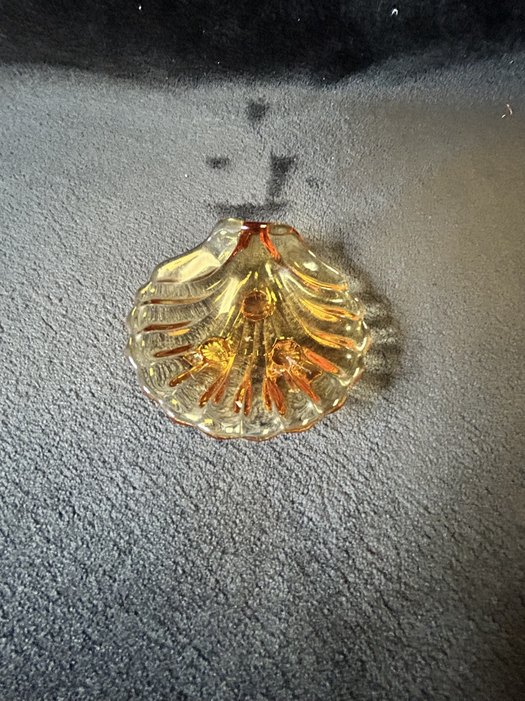 Vintage Camridge Caprice Topaz Footed Sea Shell Dish 3"