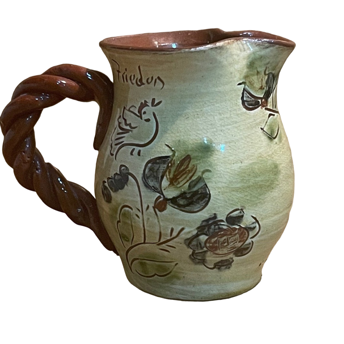 SJP-SMP Sgraffito Pottery Mini Pitcher