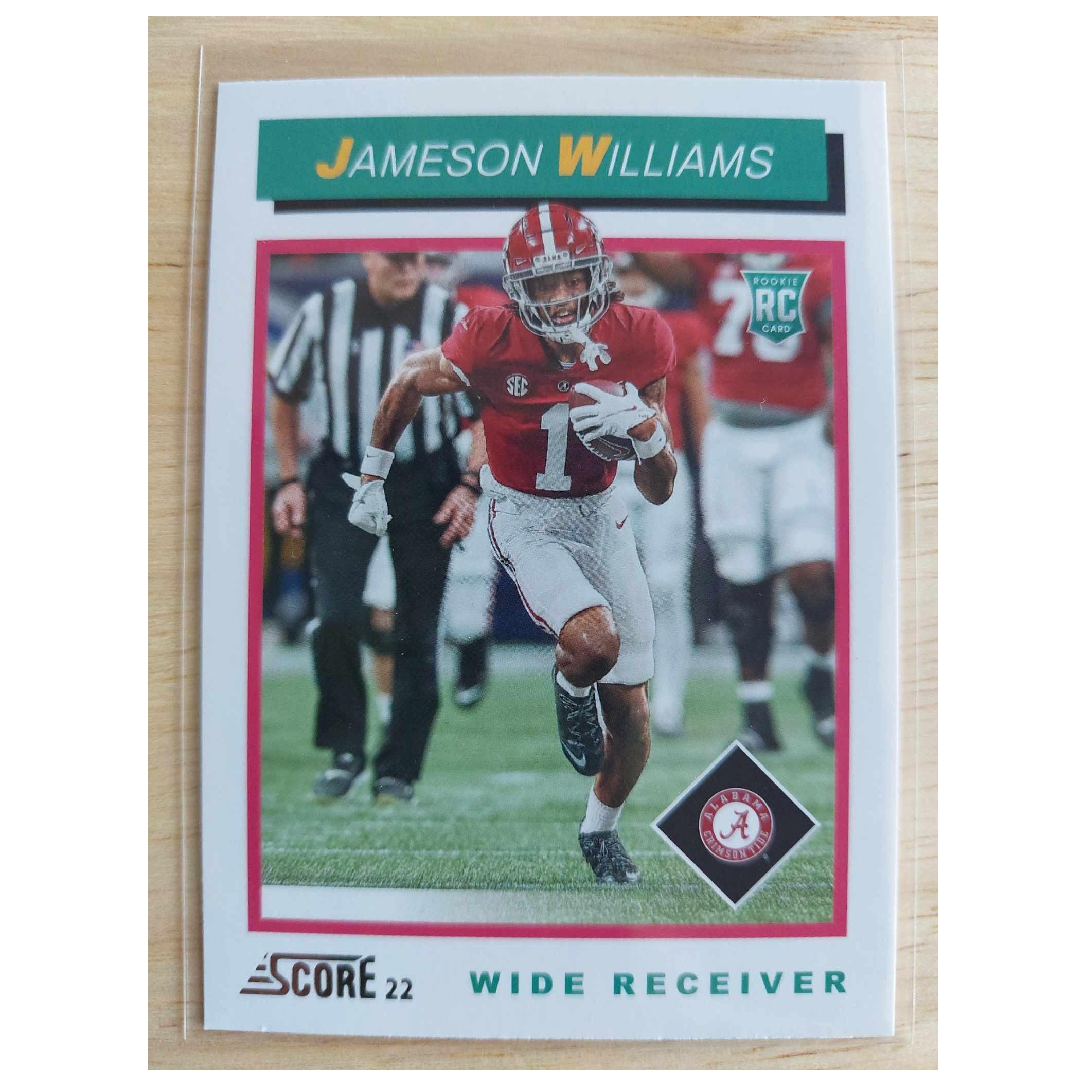 Jameson Williams Rookie Card. 2022 Score Throwback Insert. Alabama ...