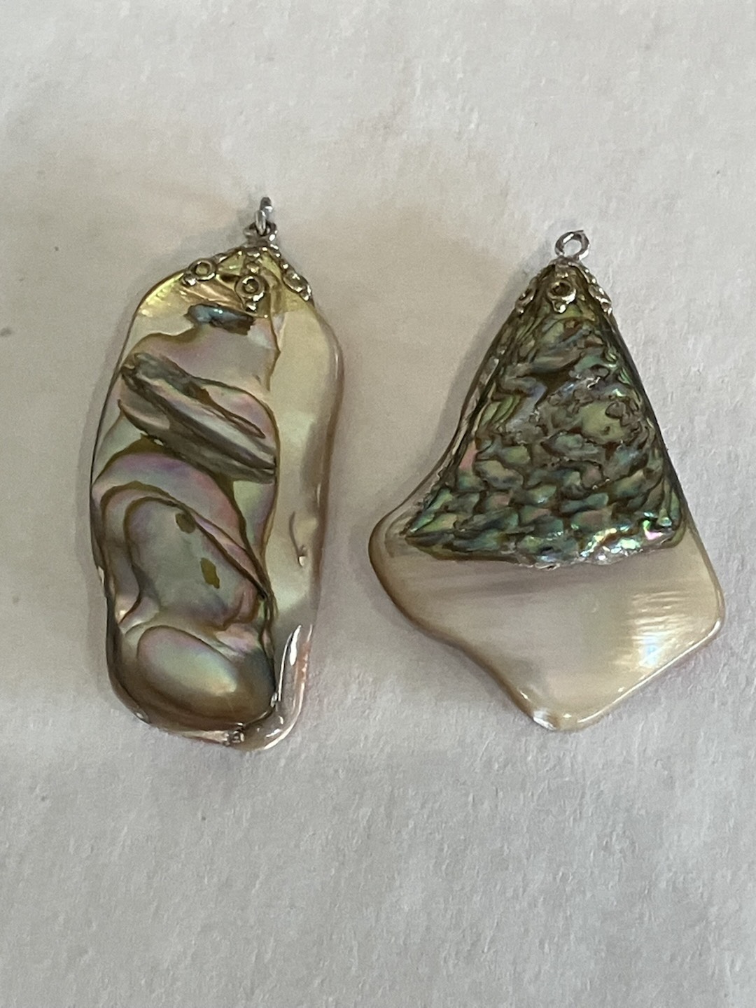 Lot Of Two Vintage Natural Abalone Shell Pendants