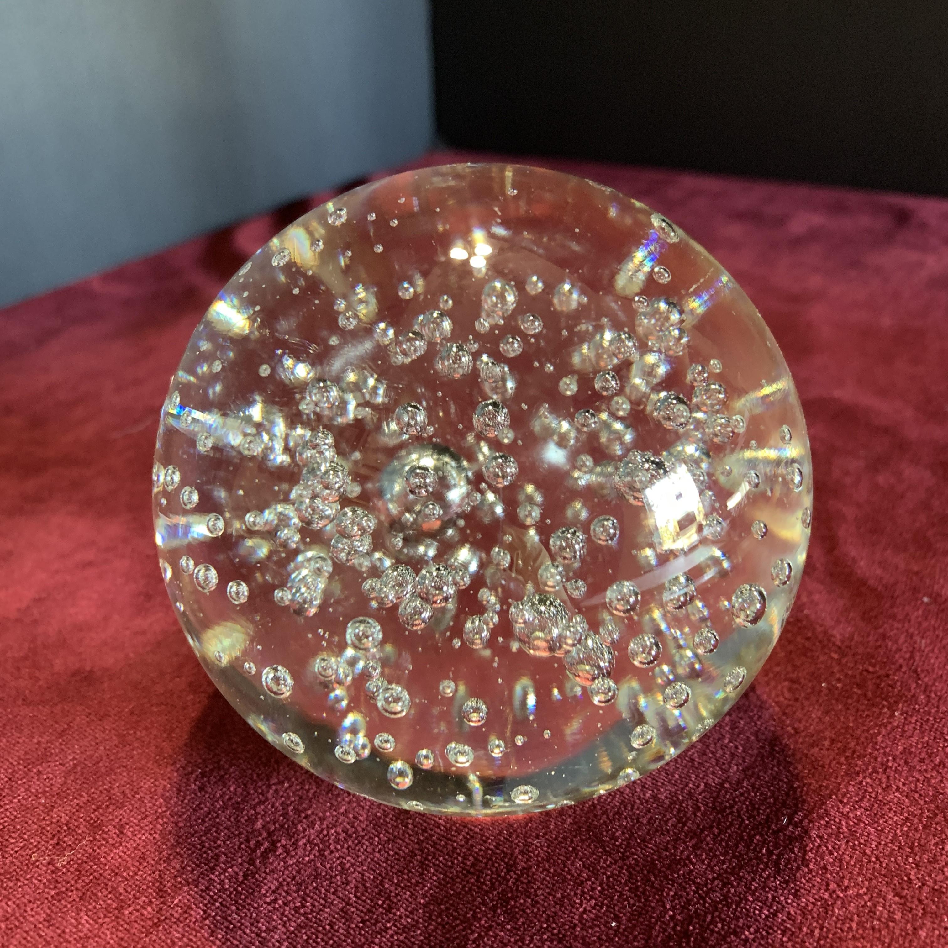 Clear Glass Paperweight w/Bubbles #1