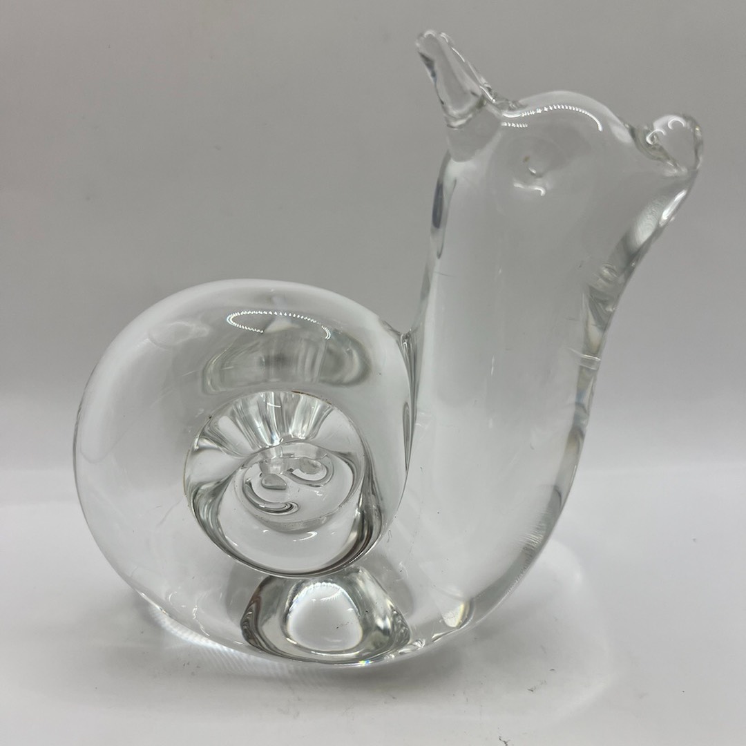 Crystal Clear Art Glass Snail Paperweight Figurine