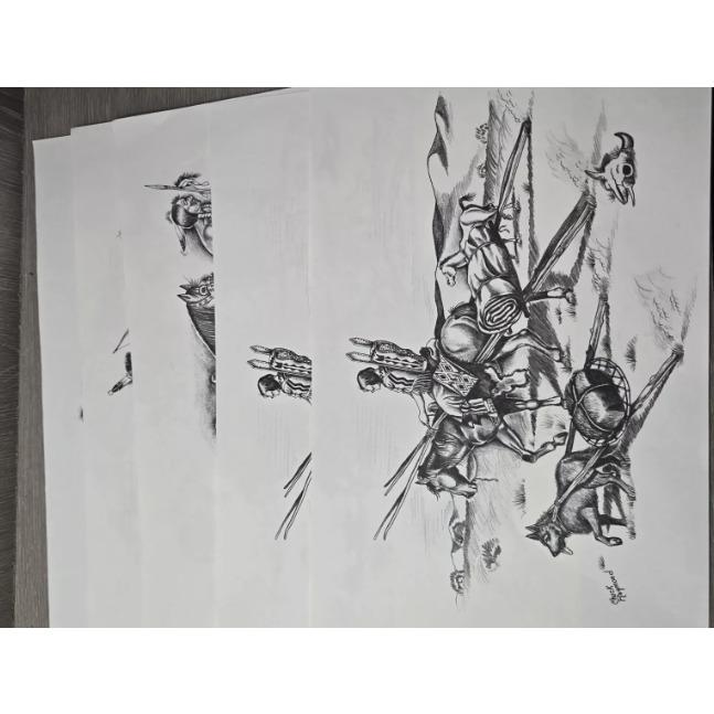 Winnebago Native American Artist Chuck Raymond Hand Drawn Sketch Art ...