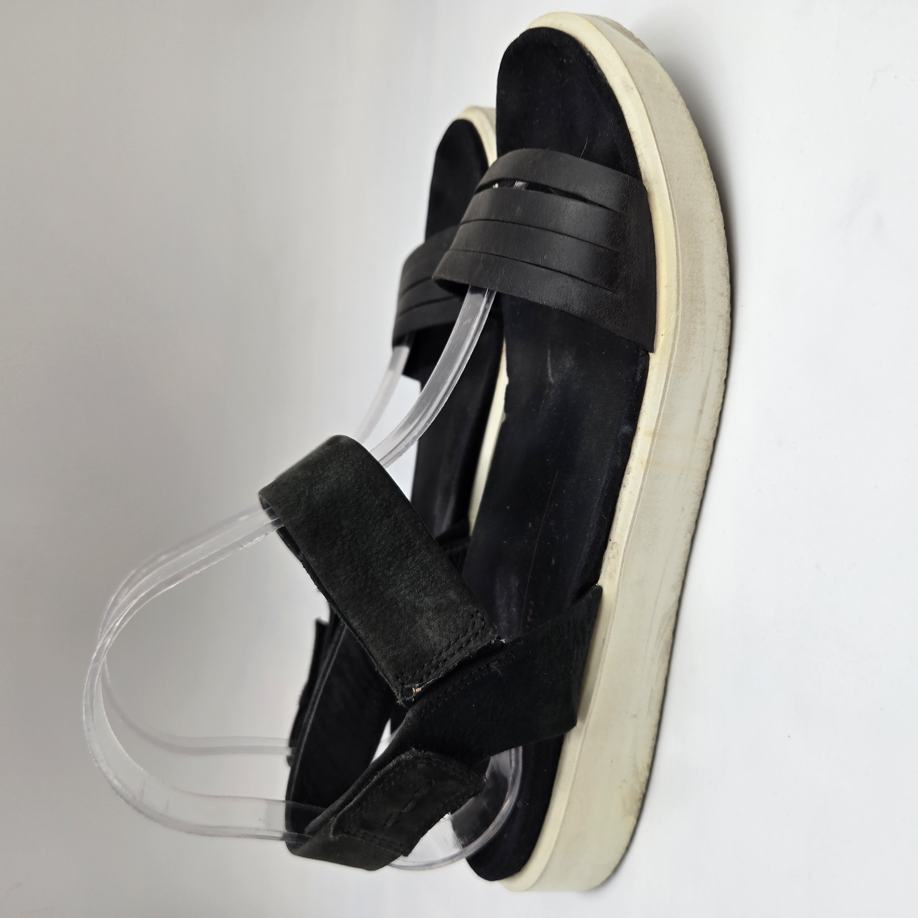 Ecco Flowt Strap Platform Sandals Womens 9 M Black Leather EU 40 Comfort