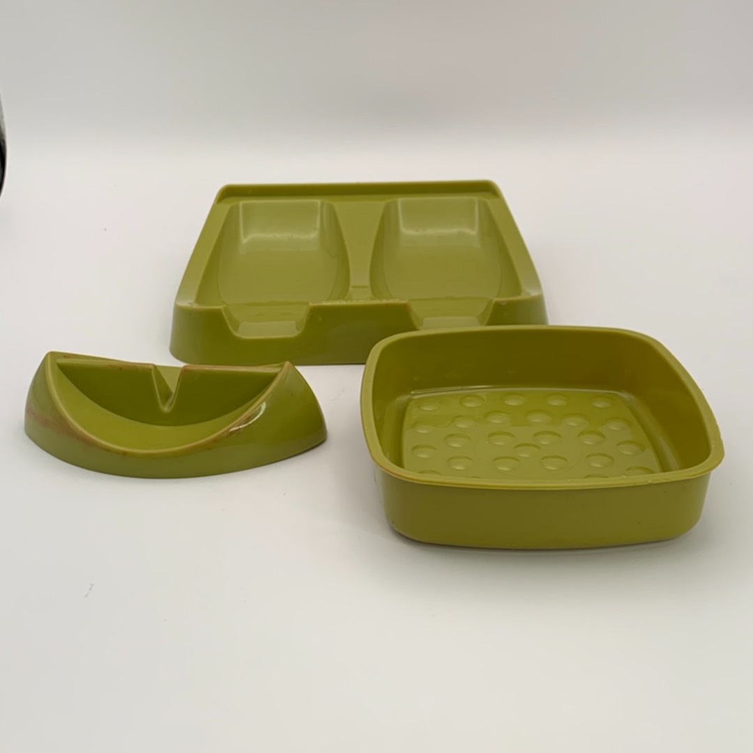 3 Tupperware Green Kitchen. Double Spoon Rest, Soap/ Scrub Pad Dish ...