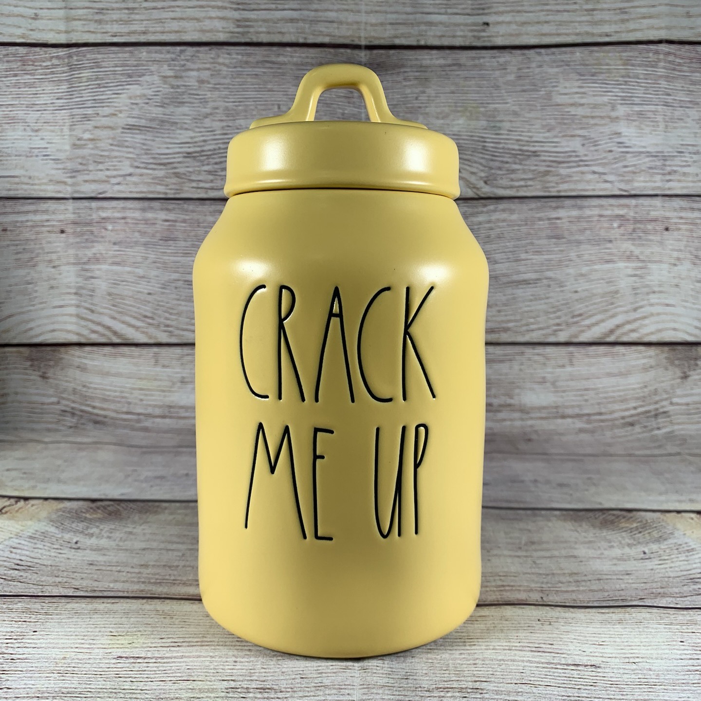 Rae Dunn Crack Me Up Matte Yellow Canister