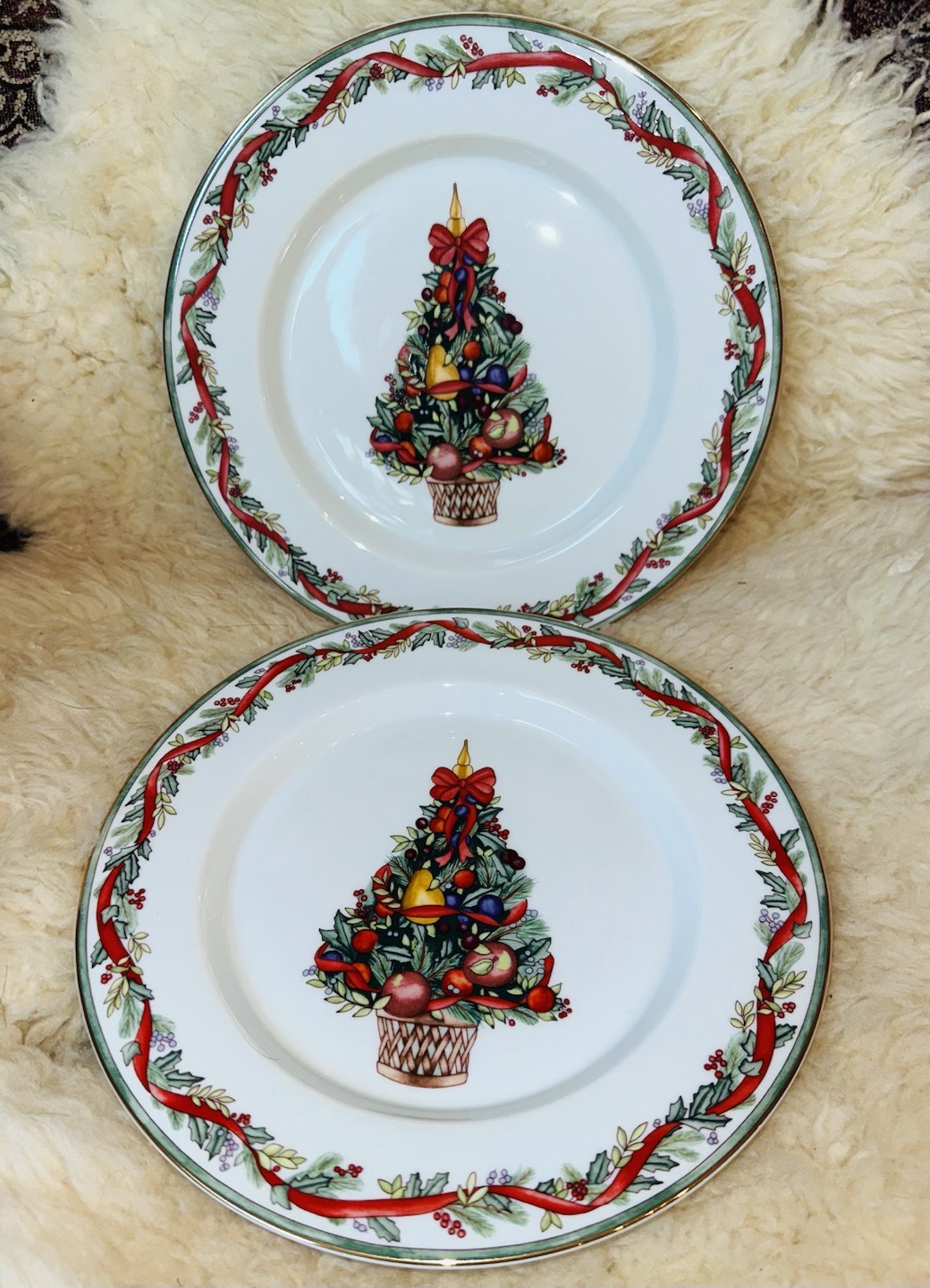 NOS Vintage Dansk Nordic Holiday Dinnerware Christmas Fruit Tree 9” Set ...