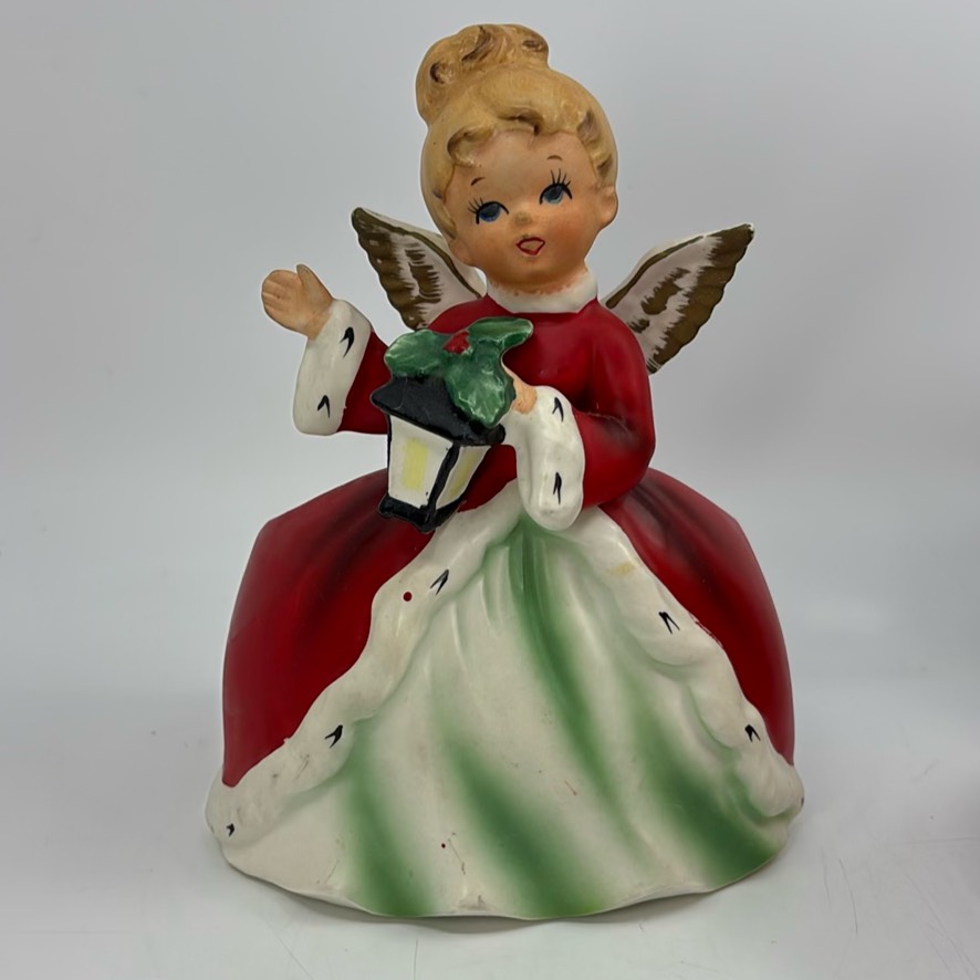 Vintage Napco Christmas Angel Planter Holding Lantern Figurine X7261 7 ...