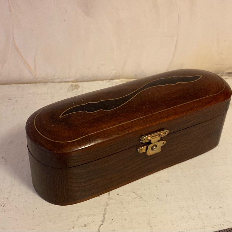 #13 - Box Lozenge shape high quality wooden boc with brass latch and inlay