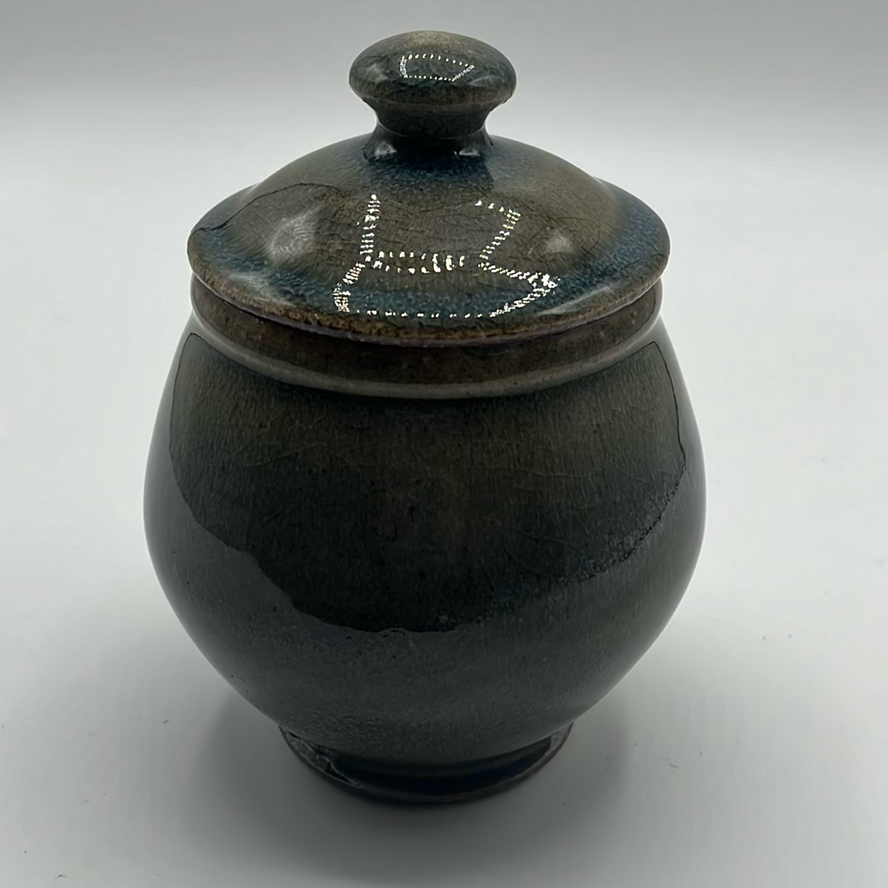 Mark Hewitt Pottery Glossy Blue Green Lidded Jar Artist Hamish Jackson 1993