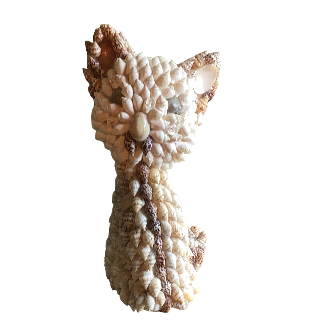 Vintage Seashell Cat Figurine