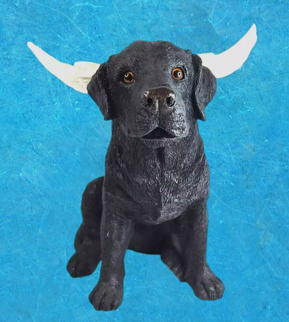 Black Labrador Angel Statue with Cream Colored Wings Resin Statue No ...