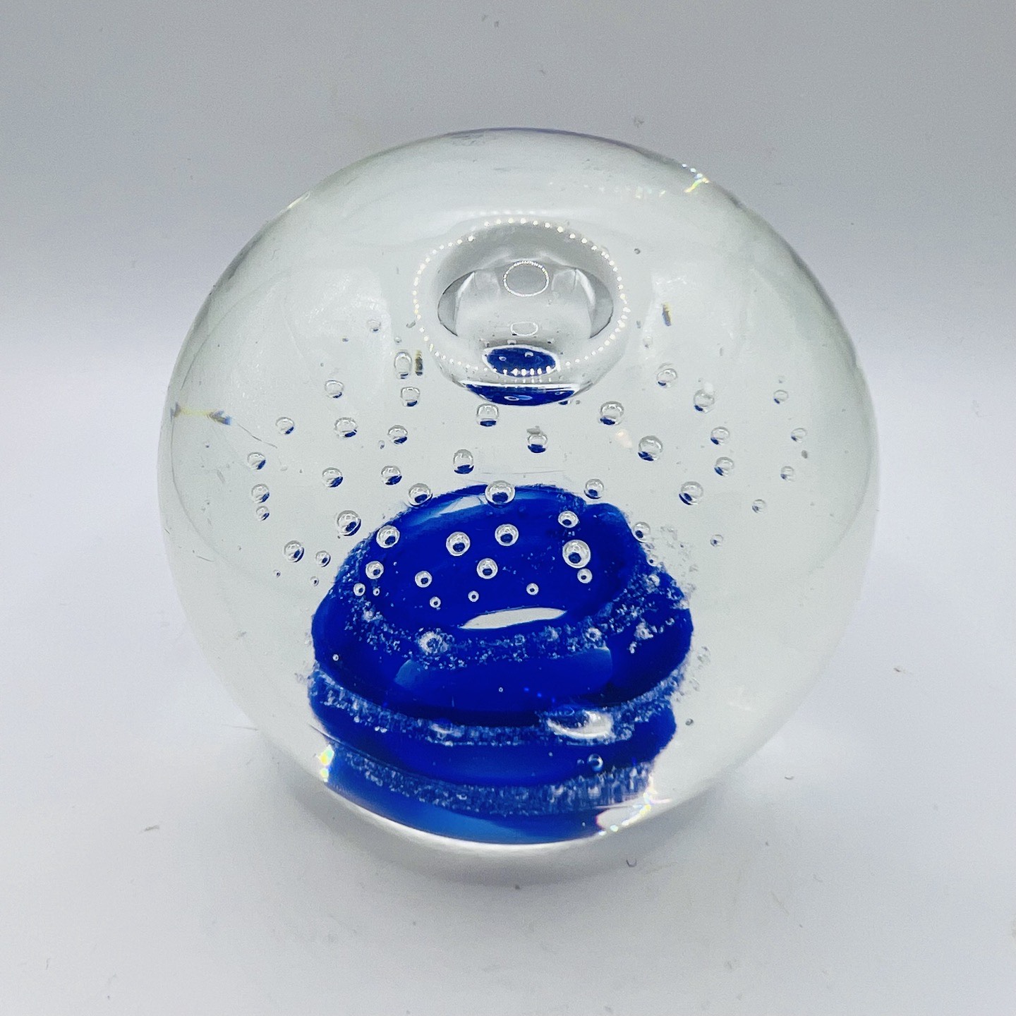 Magnum Controller Bubble Blue Swirl Paperweight 3.5”- See Description