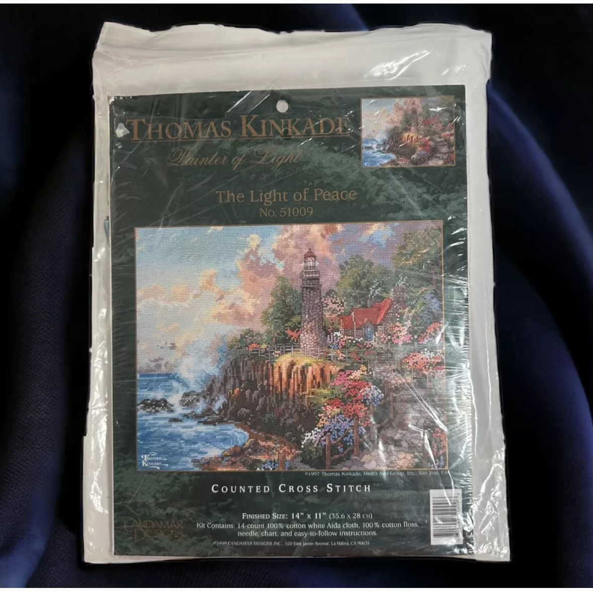025. Thomas Kinkade Cross Stitch Kit Lighthouse Ocean Cottage Light Of ...