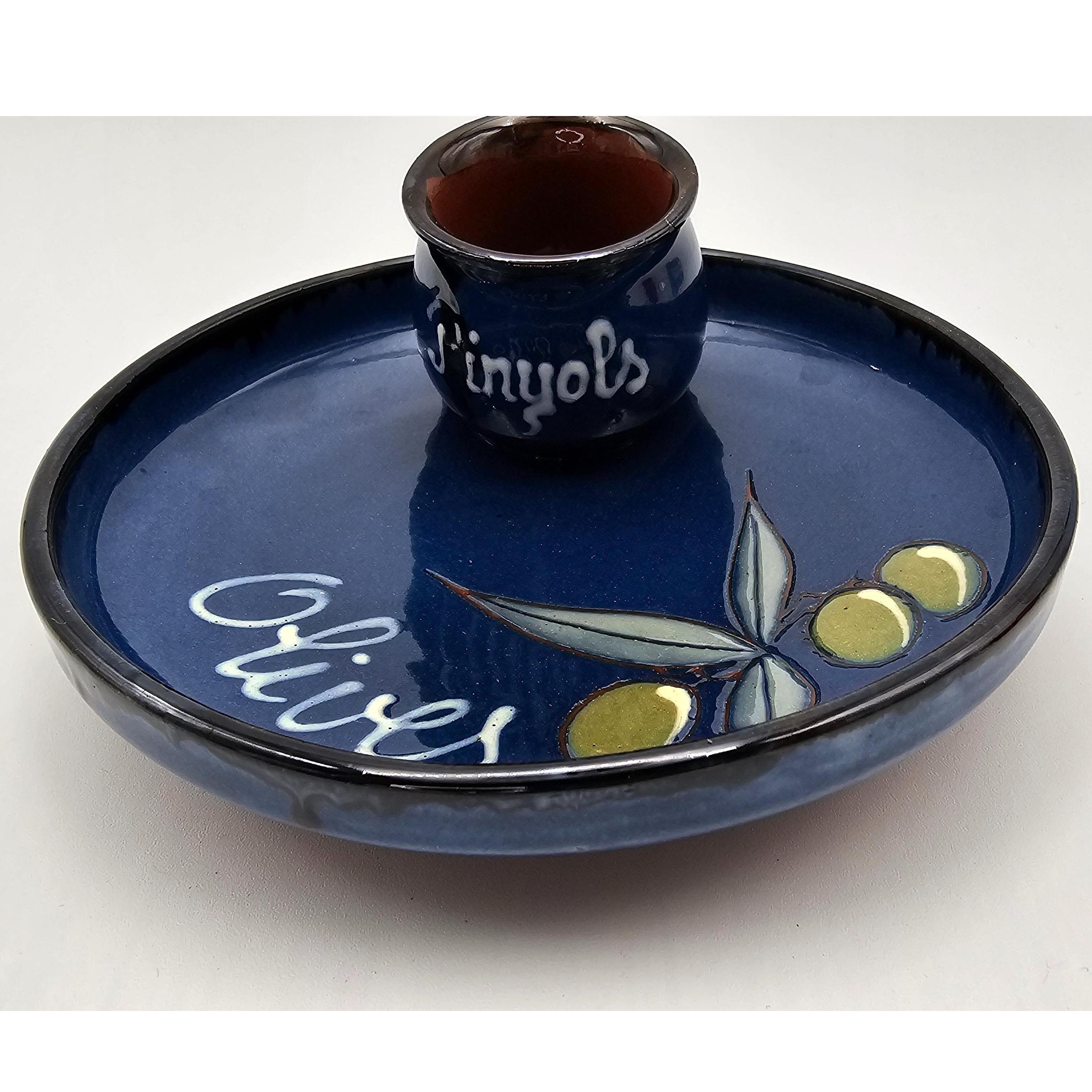 93. Olive Plate Toothpick Holder Blue Serving Dish Italian Hand Made ...