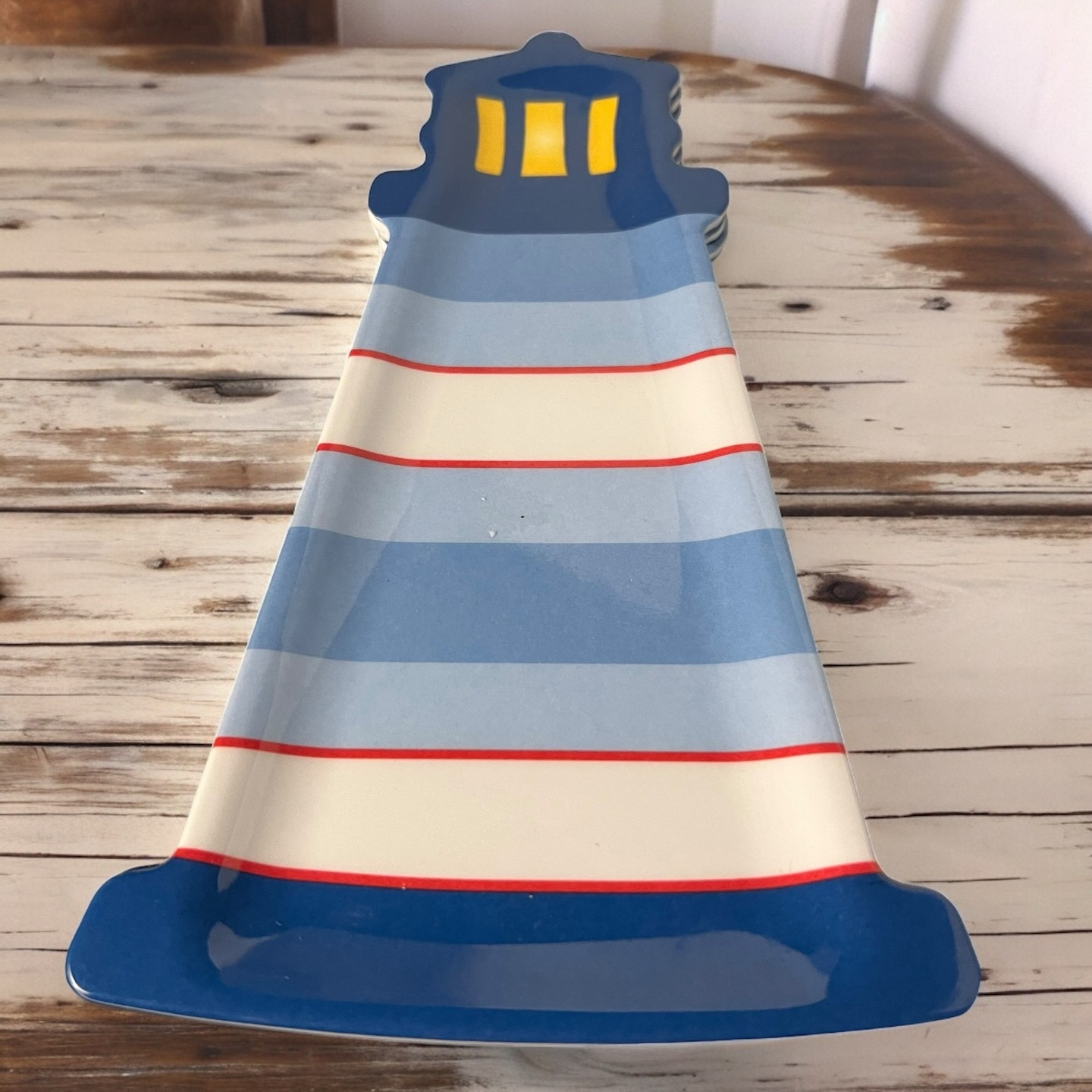 025a. Set of 4 Melamine Lighthouse Snack Plates Serving Plates Spoon Rests