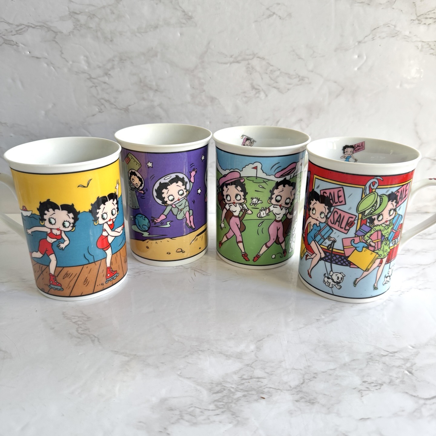 Set of 4 Vintage Betty Boop Collectors Coffee Mugs The Danbury Mint ...