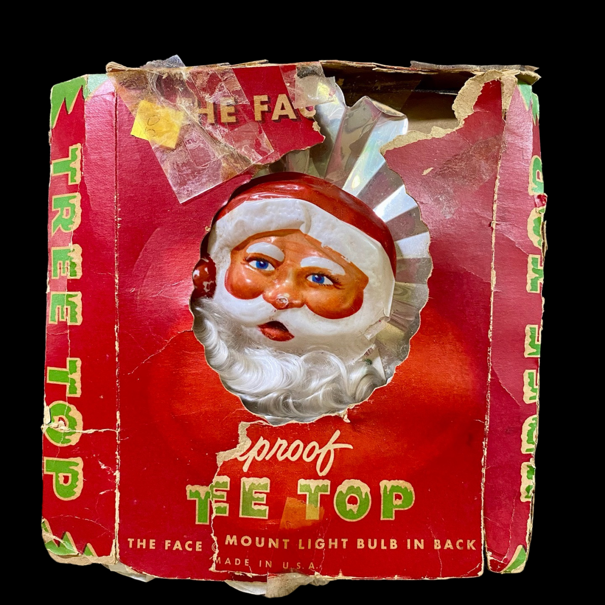 Aluminum Santa Face Tree Topper With Box